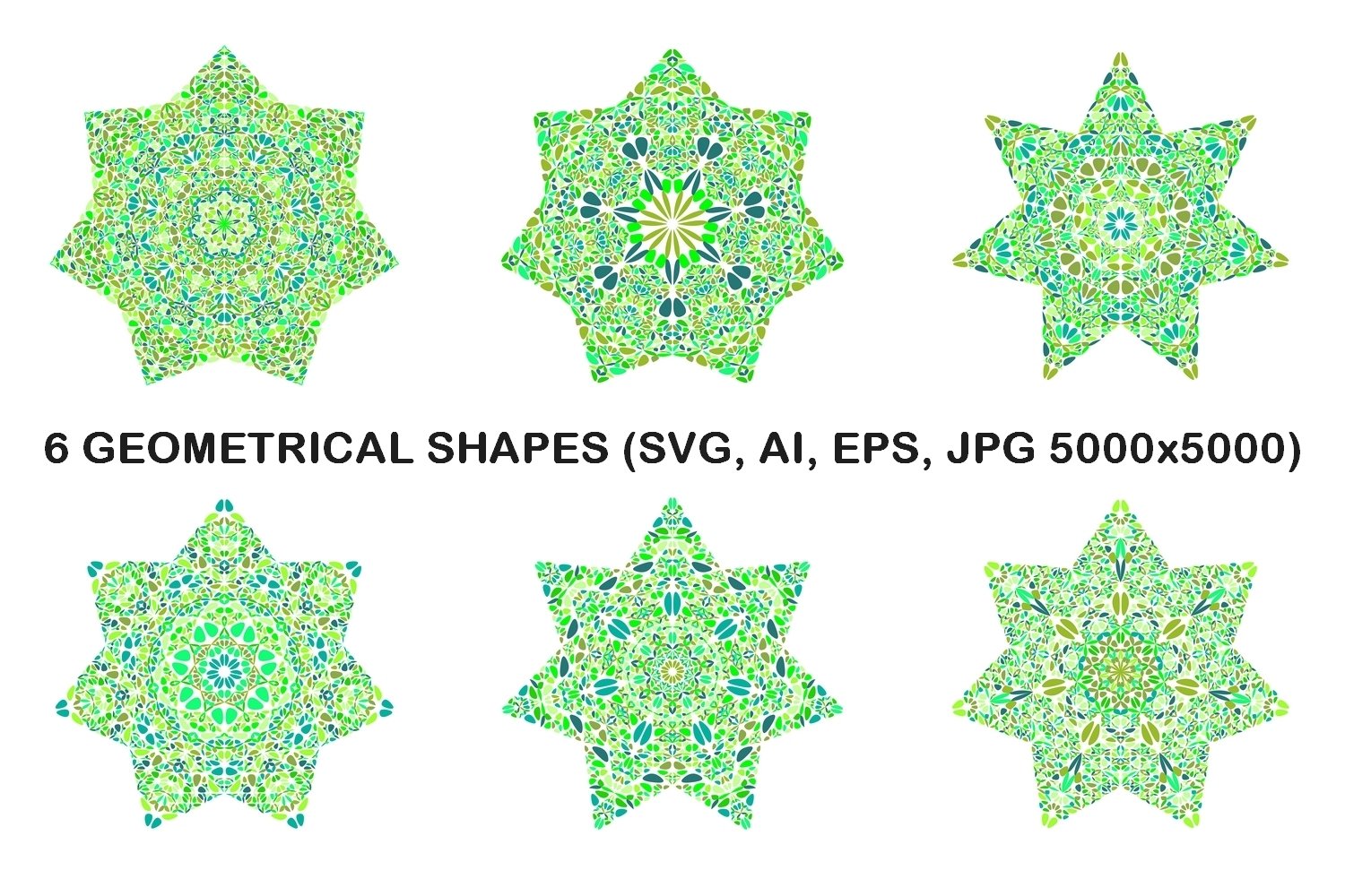 6 Floral Heptagram Stars (331526) | Elements | Design Bundles