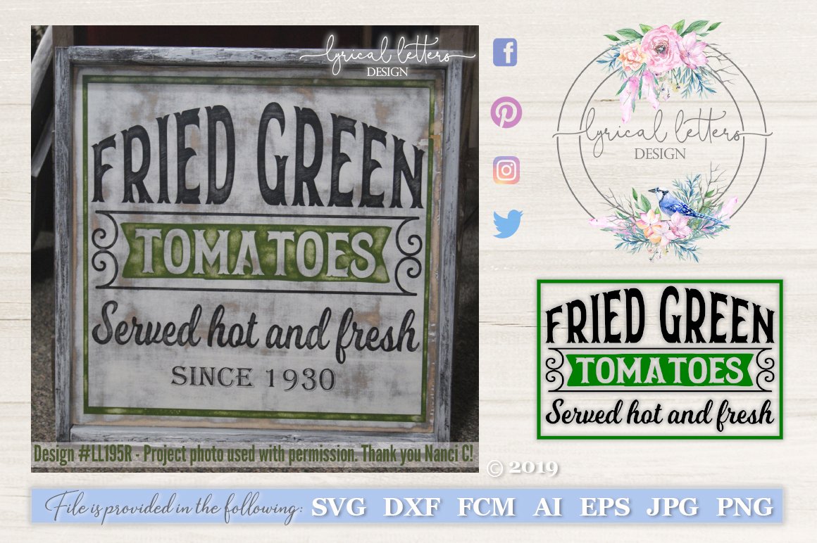 Fried Green Tomatoes Hot and Fresh Farmhouse SVG LL195R (66481) | Cut ...