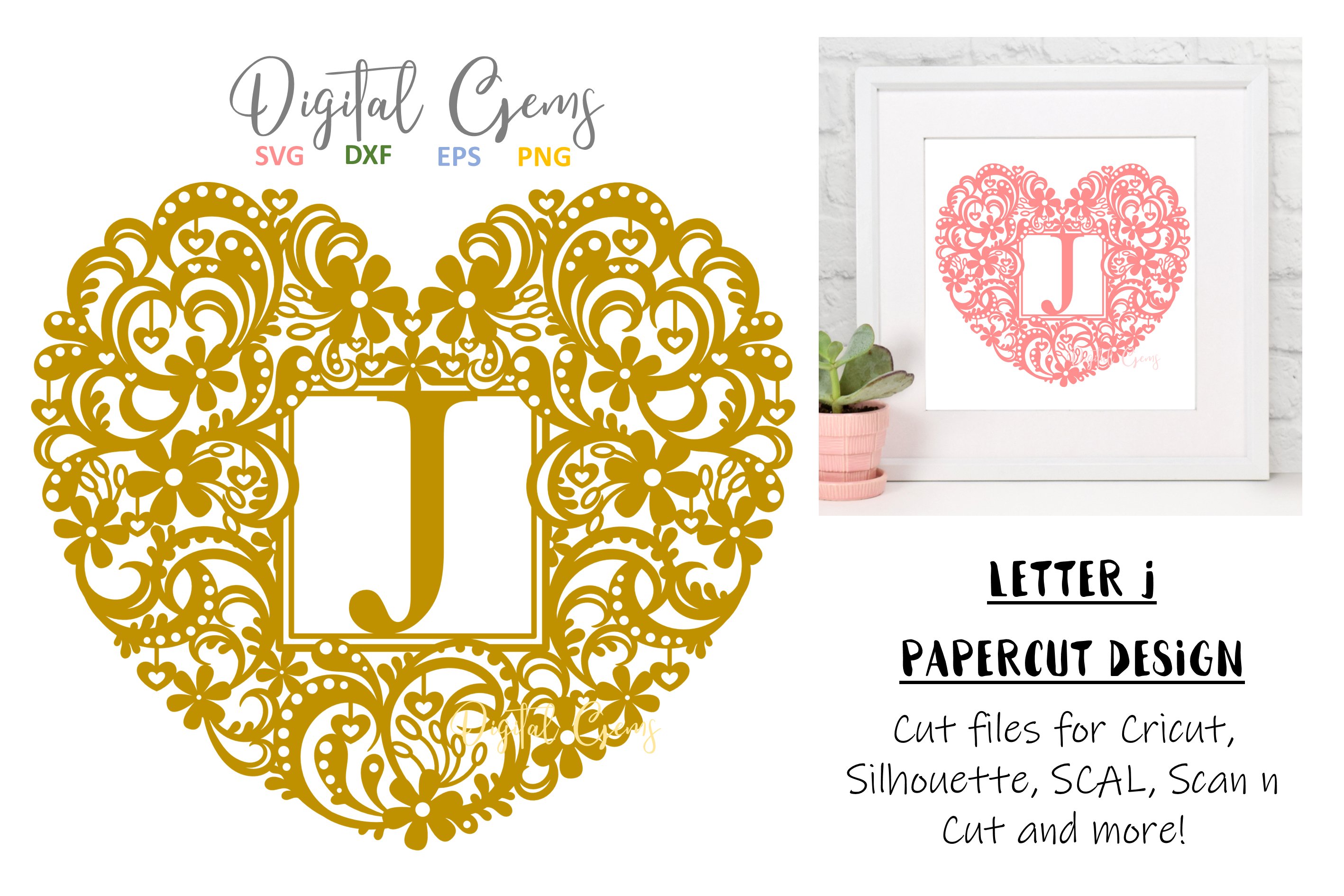 Letter J paper cut design. SVG / DXF / EPS / PNG files (228810) | SVGs ...