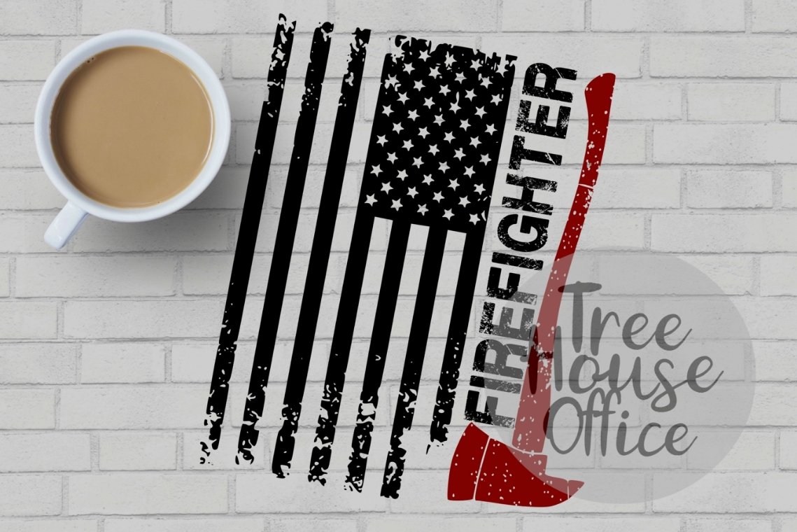 Firefighter Flag Axe Tool Fireman Woman Hero SVG DXF PNG JPG (376463 ...