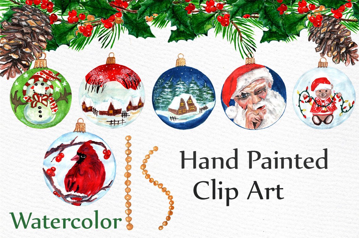 Christmas ornaments clip art (23647) | Illustrations | Design Bundles