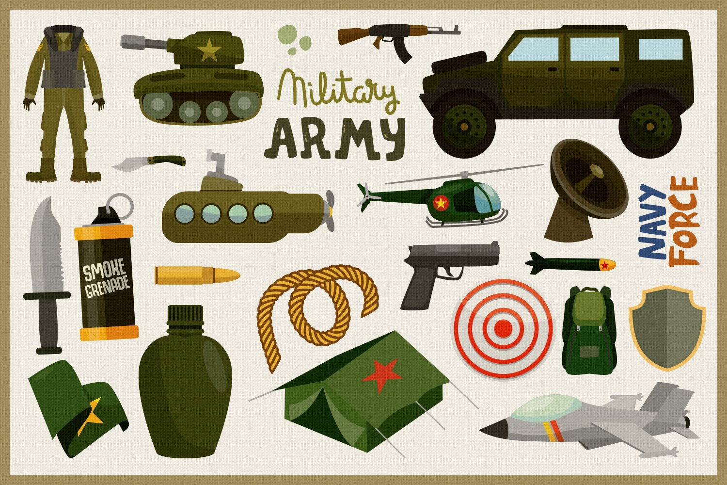 Military Army Vector Clipart Pack