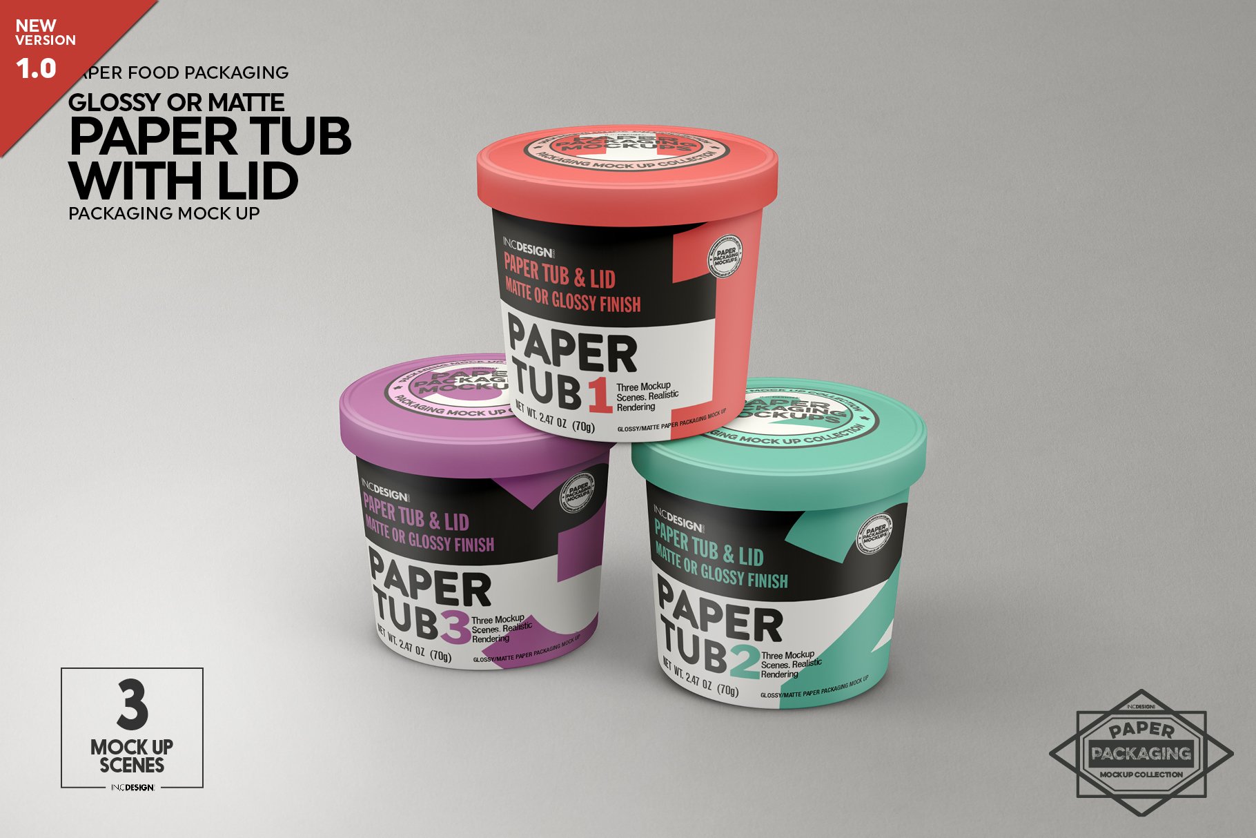 Paper Tub with Lid Packaging Mockup (571069) | Branding | Design Bundles