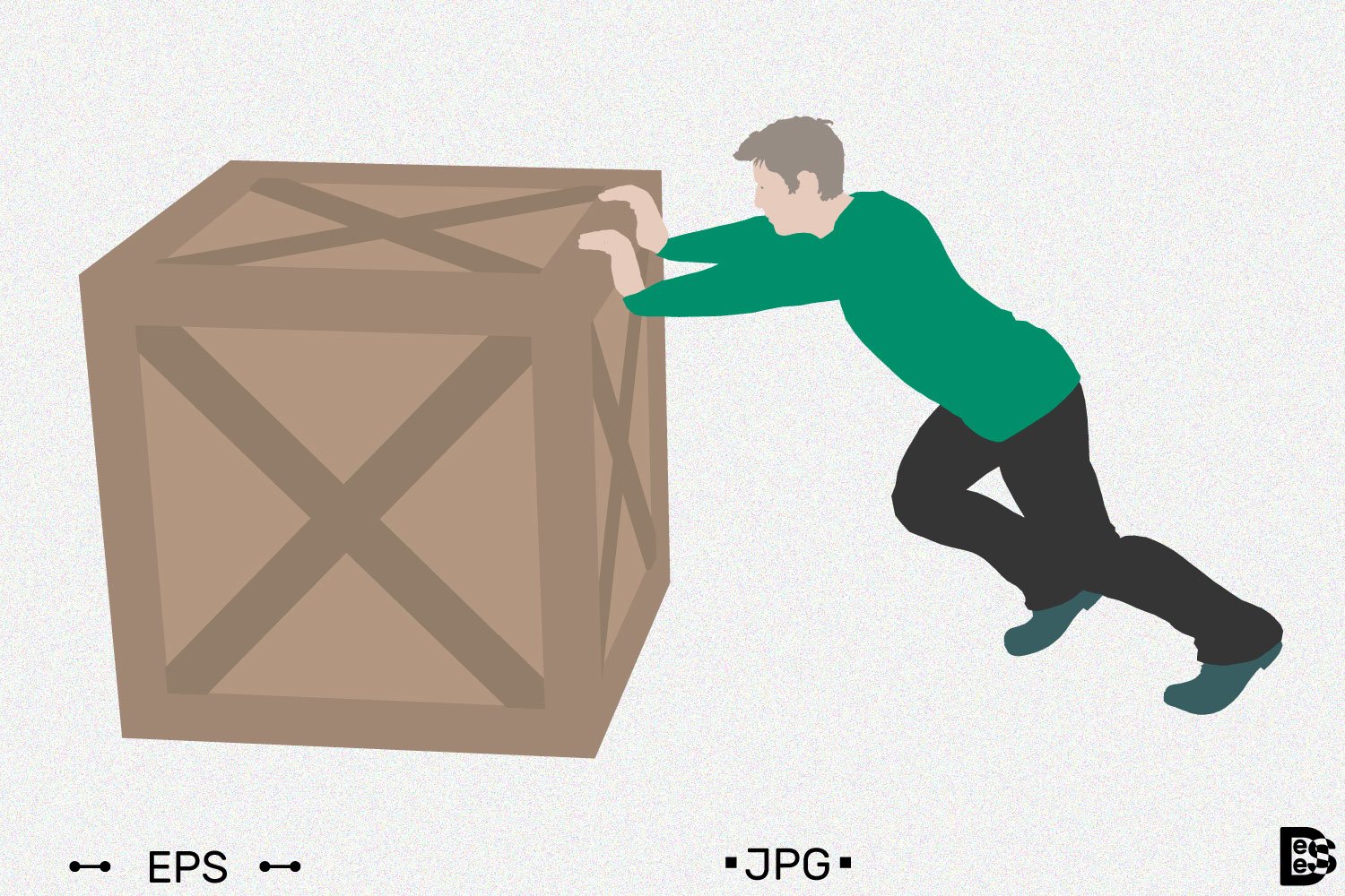 Man moving the box. Vector Flat illustration. (989938) | Illustrations ...