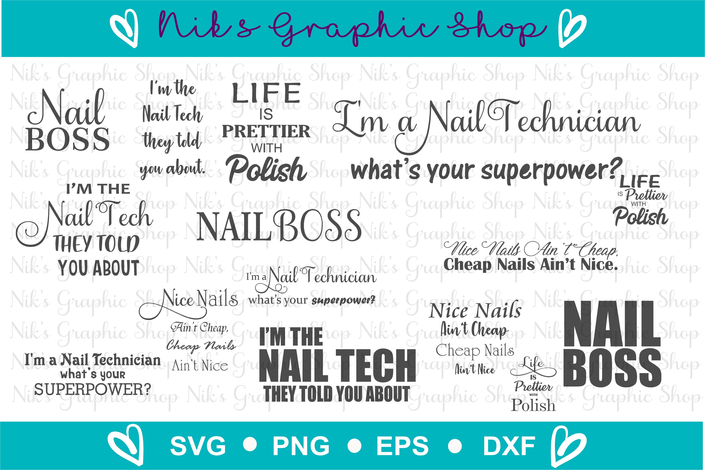 Nail Tech Svg Bundle, Nail Tech SVG PNG EPS DXF (74268) | Cut Files ...