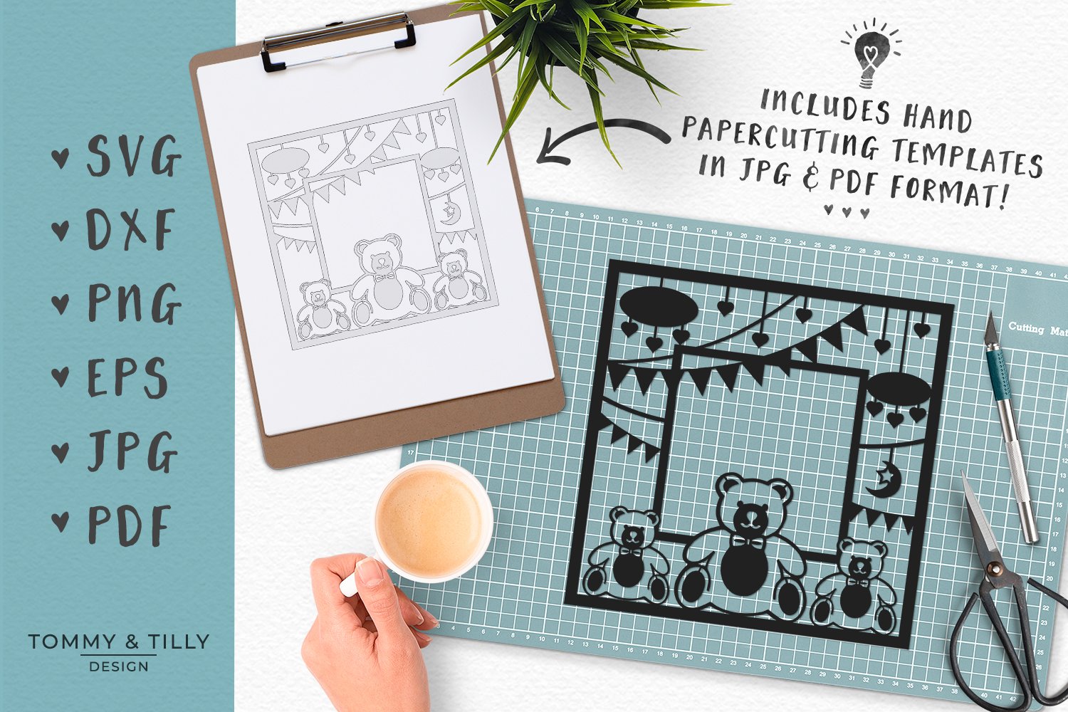 Teddy Bear Frame- SVG DXF PNG EPS JPG PDF Cutting File (112406) | SVGs ...