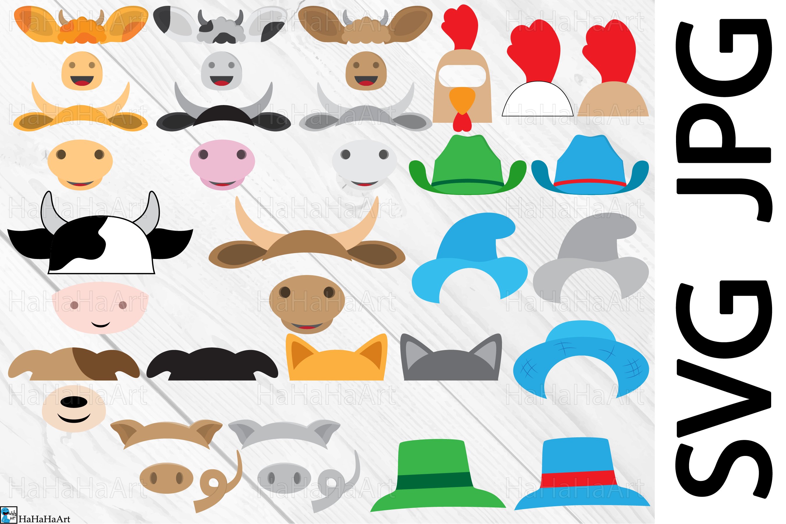 Farm Props Masks - Print and Cut 271c (327191) | Decorations | Design ...