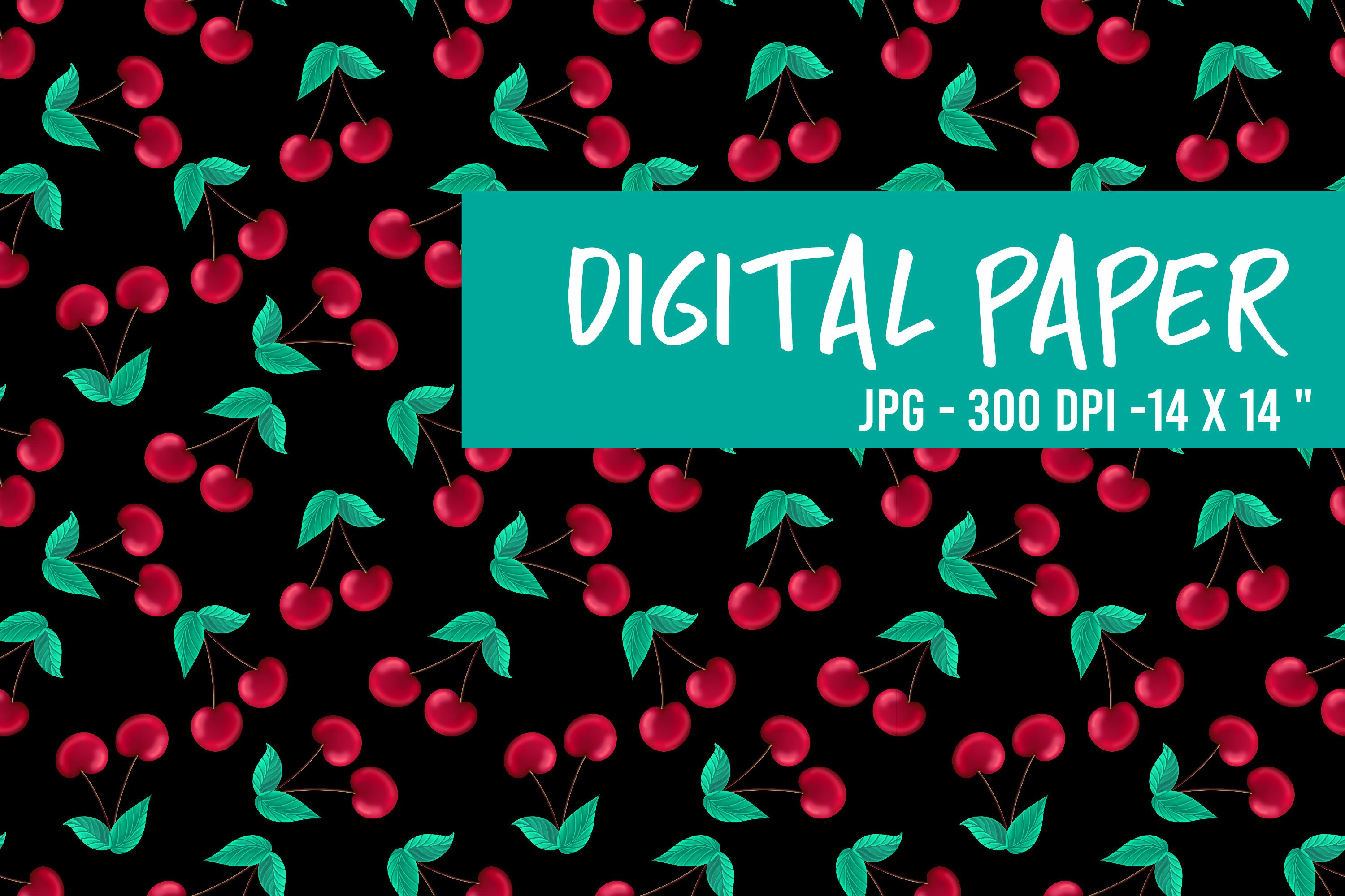 Cherry berries seamless pattern|Cherry digital paper