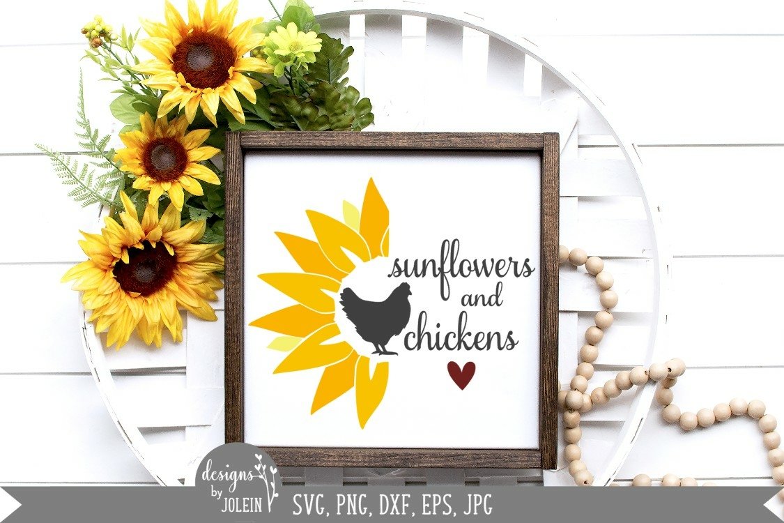 Sunflowers and chickens, Farmhouse svg