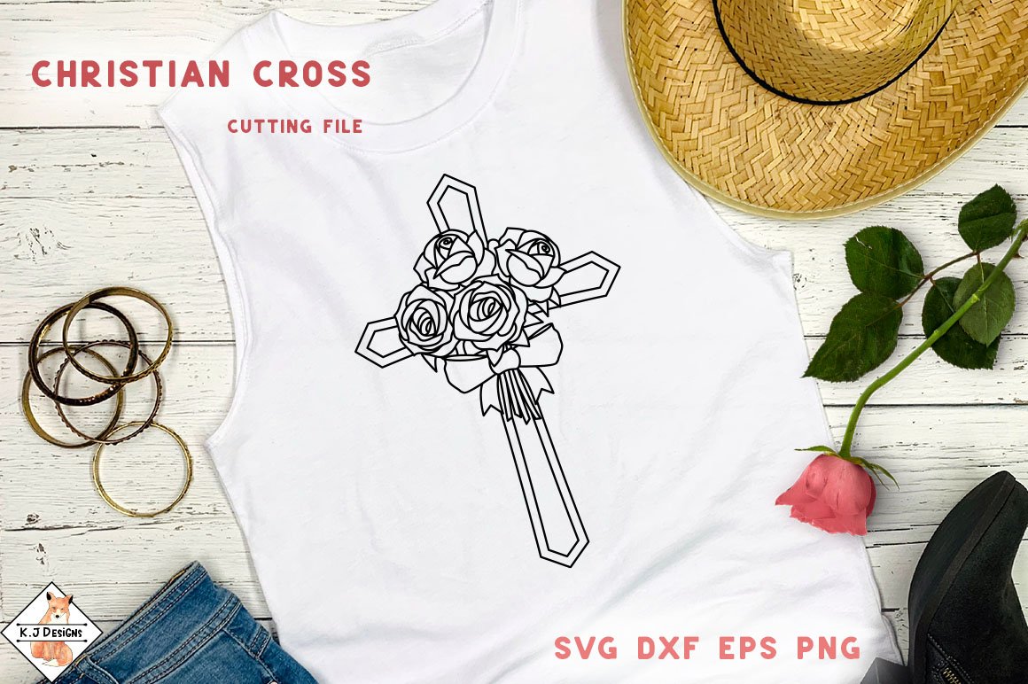 Cross And Rose Design