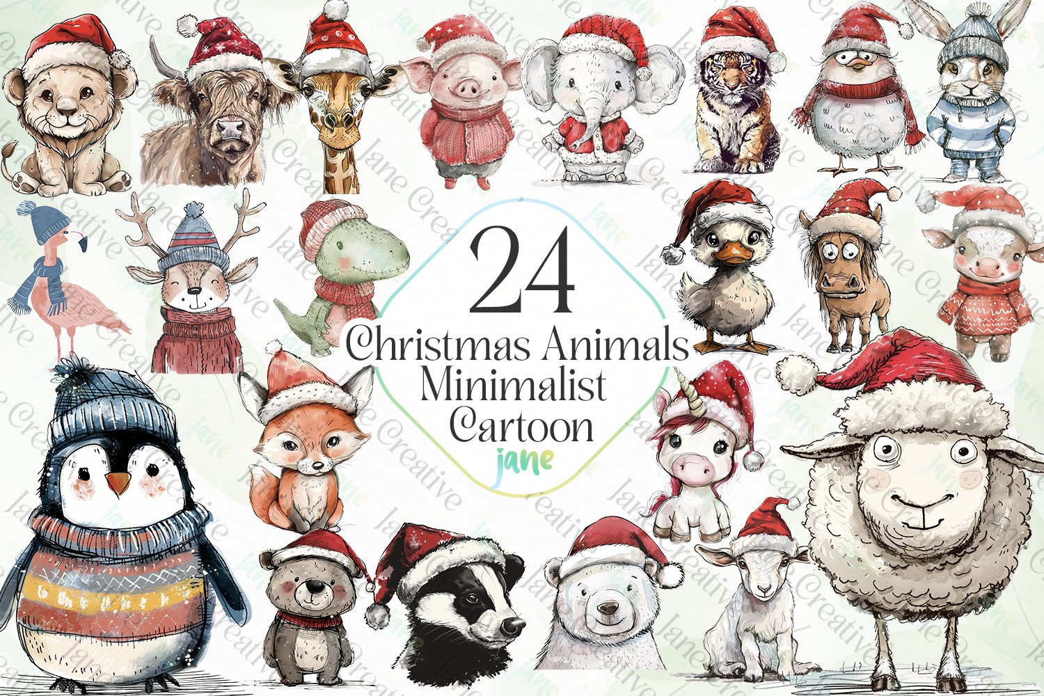 Cute Christmas Animal Cartoons