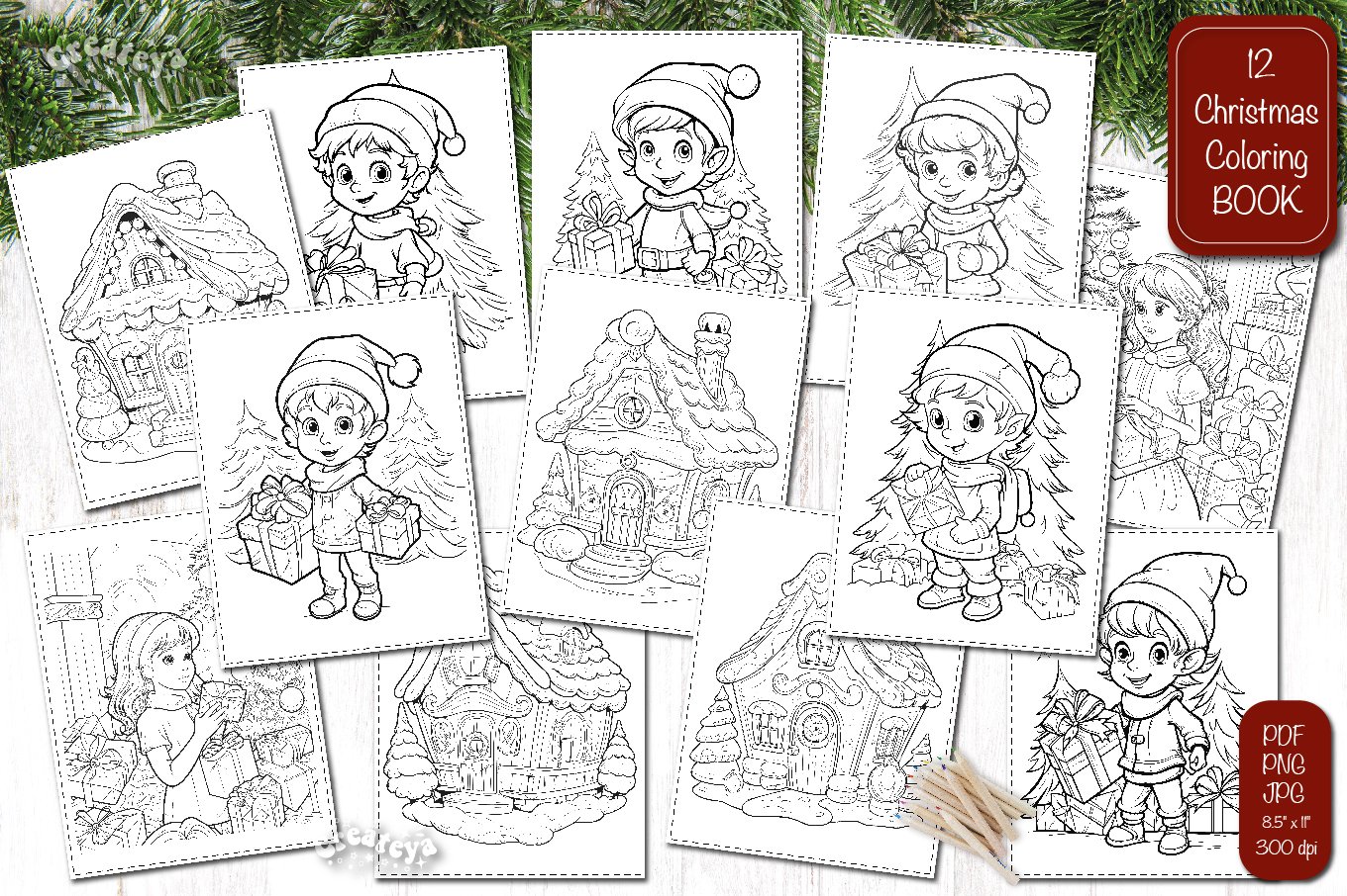 coloring book elves