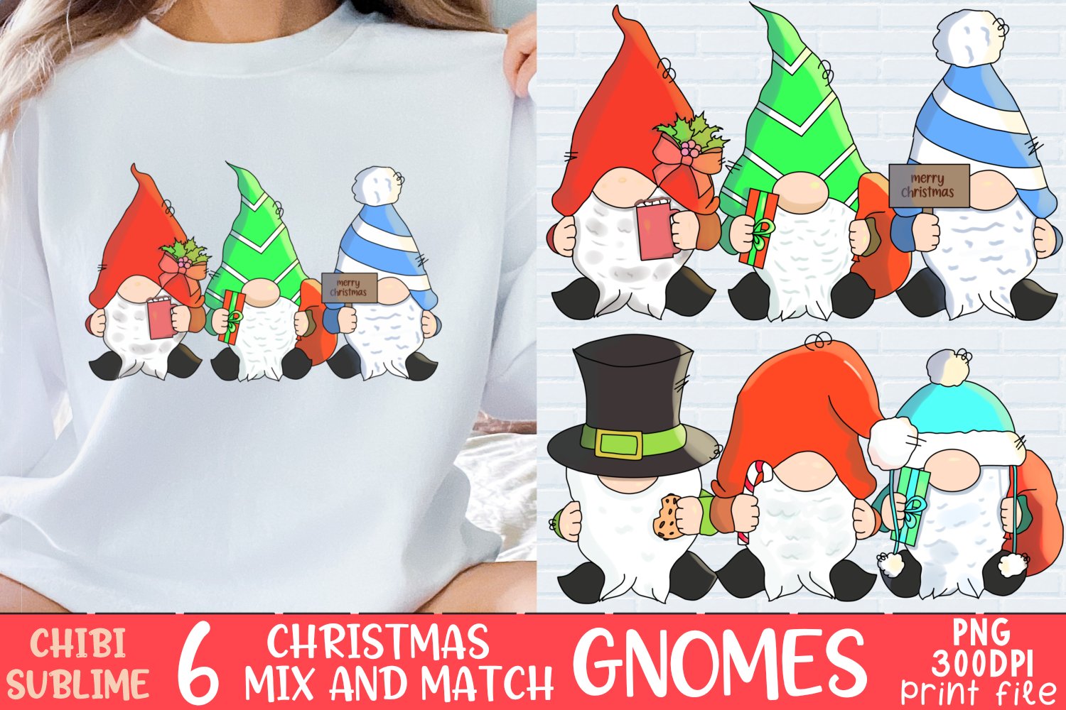 Christmas gnomes clipart bundle (2287208) | Sublimation | Design Bundles