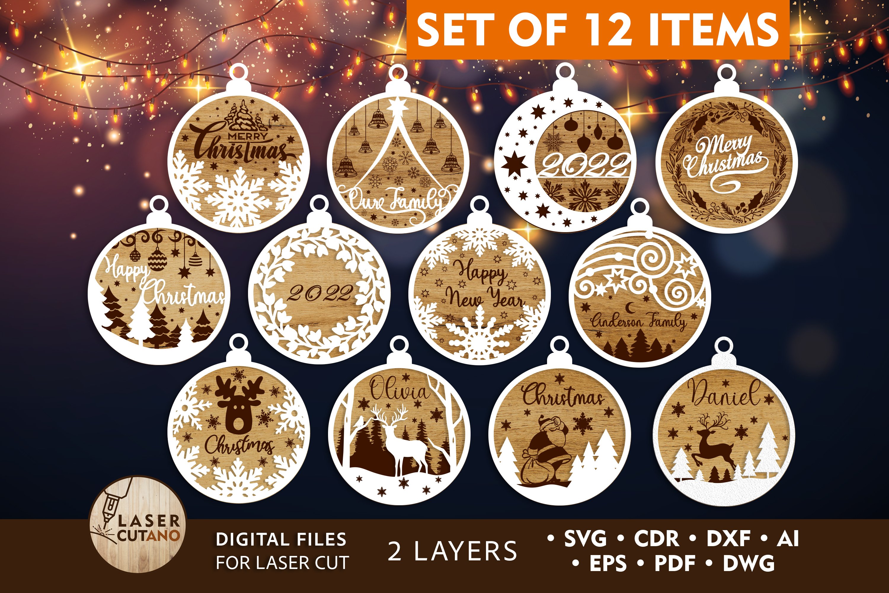 Pdf Layered Ornament Dwg Christmas Ornament SVG Eps Dxf Christmas 