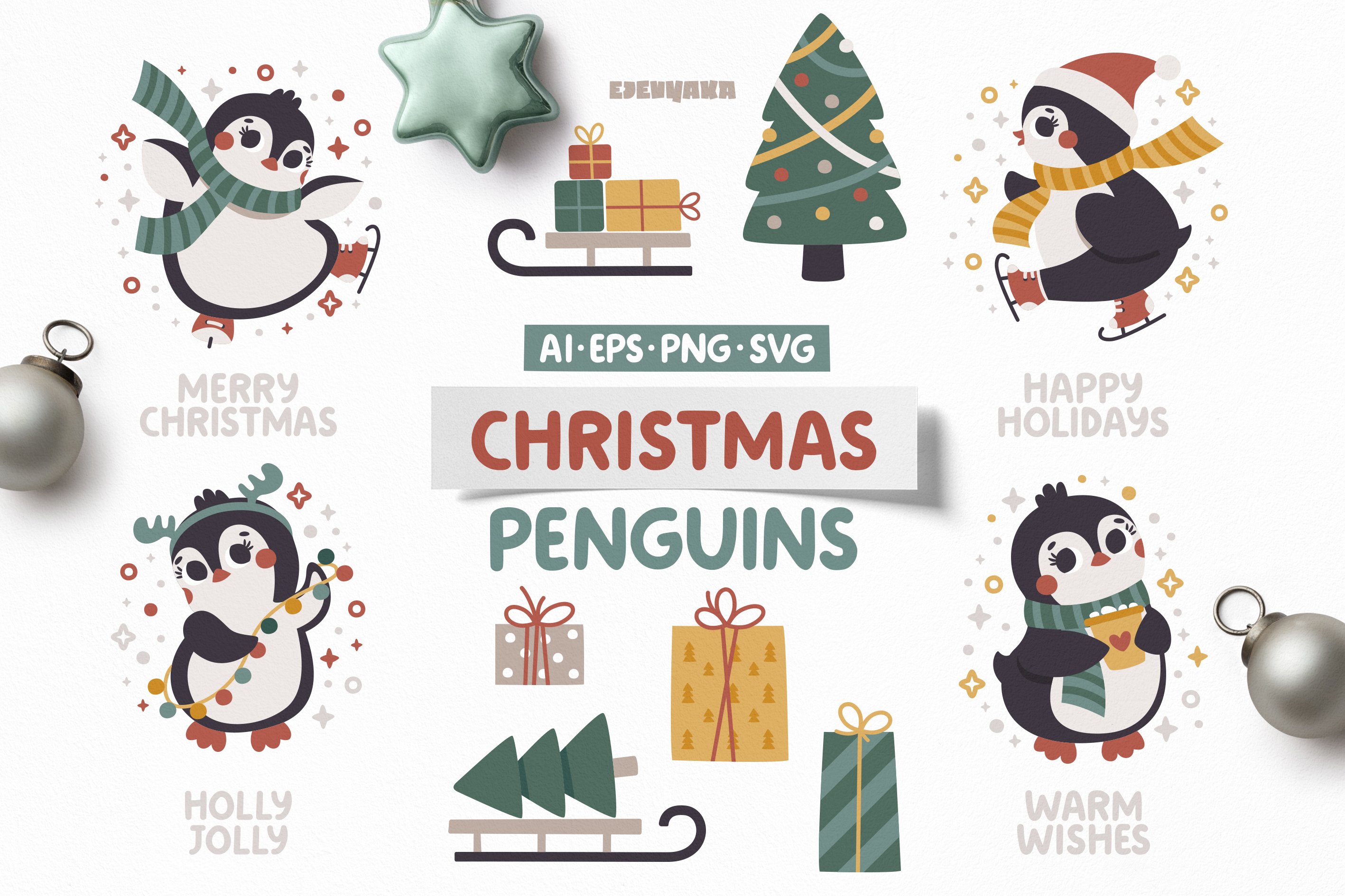 Happy Holidays Penguin Clip Art