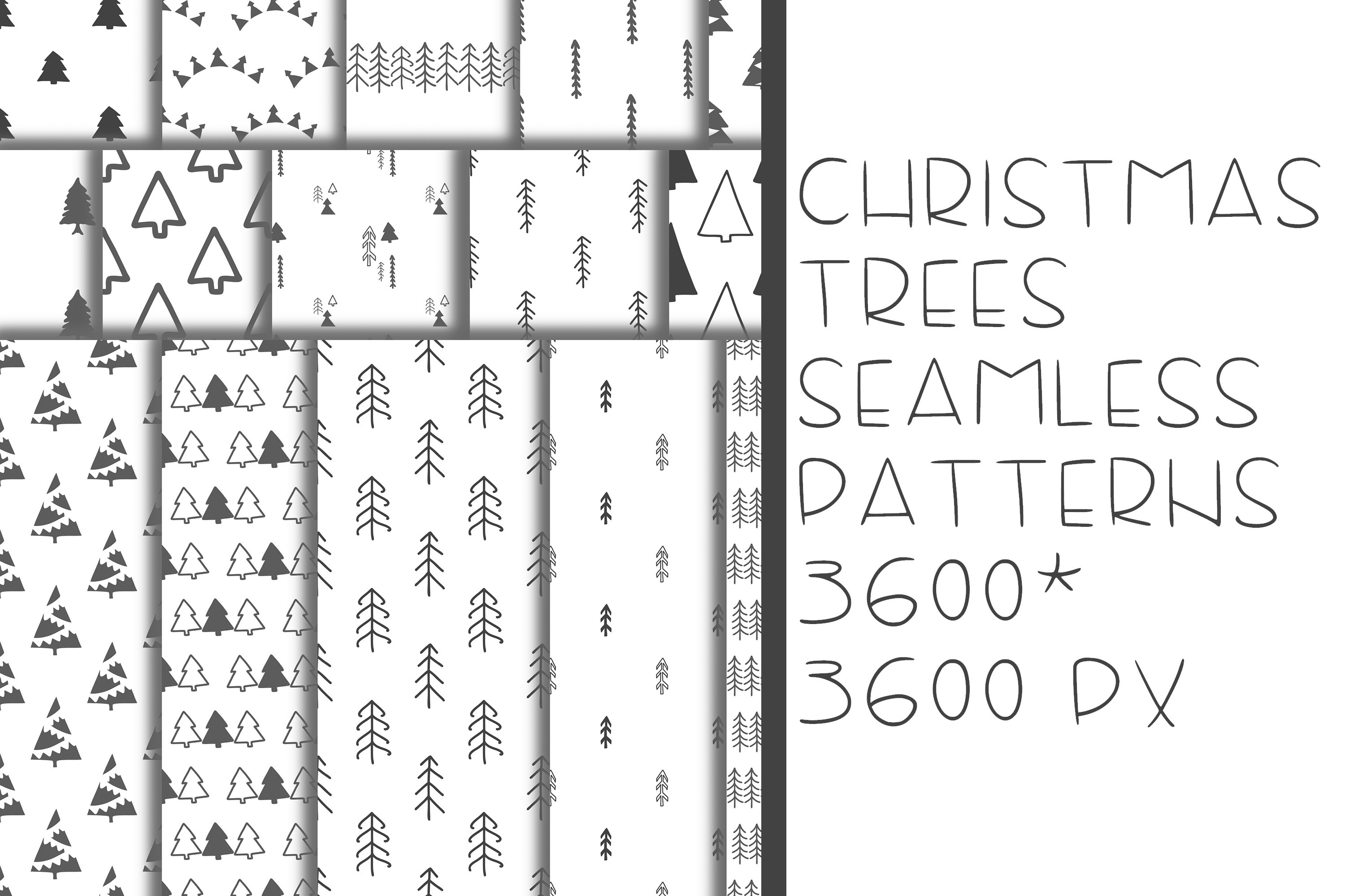 15 black and white christmas trees digital papers