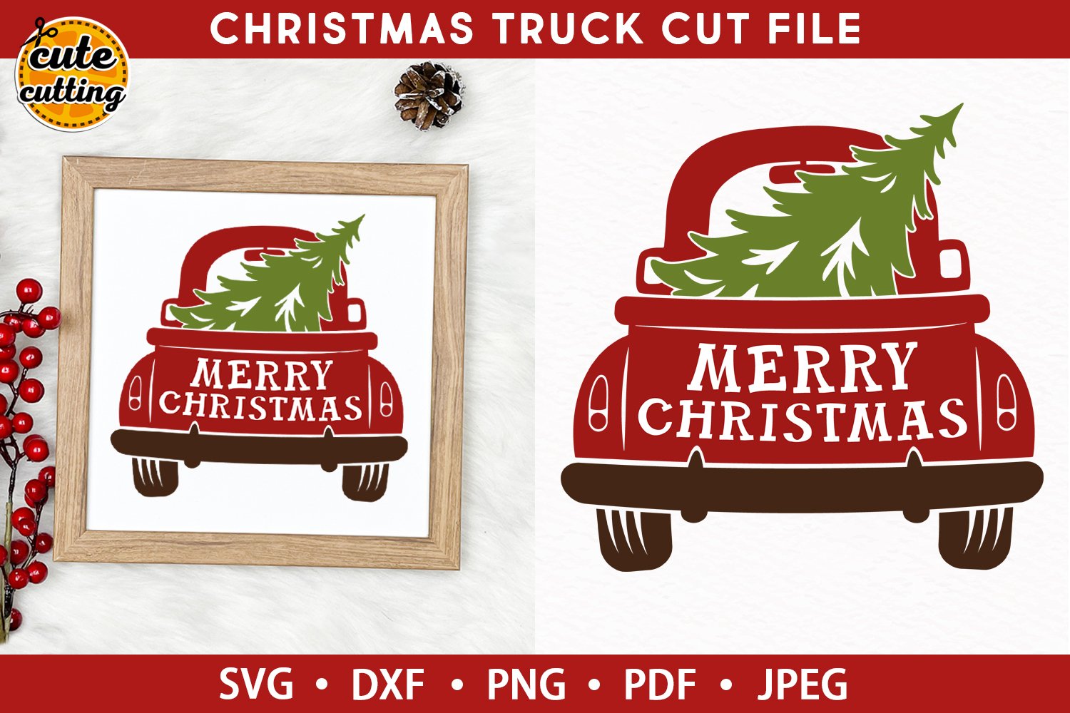 Truck With Christmas Tree Svg