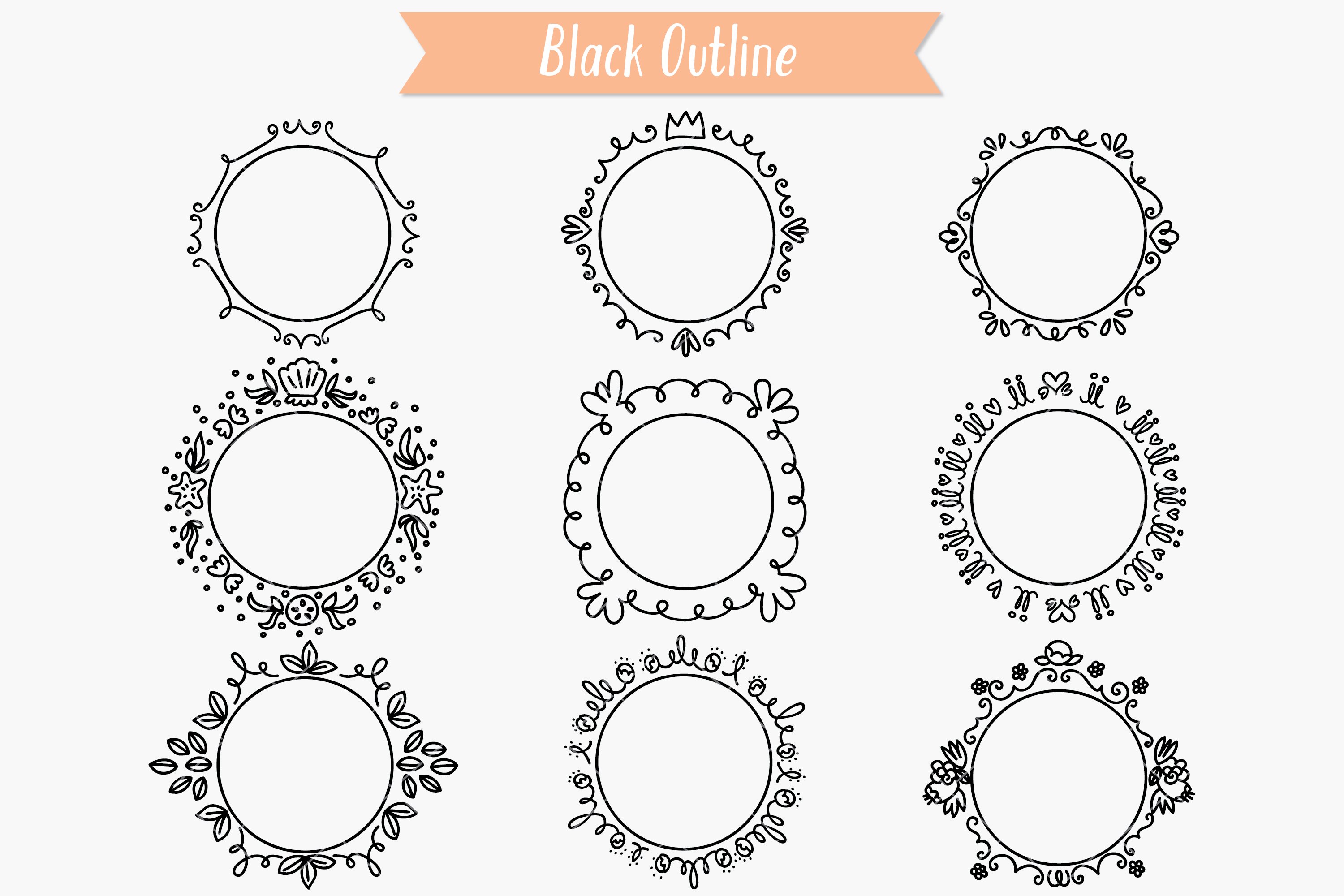 Circle Doodle Frame Circle Doodle Frames | Hand Drawn Round Border,