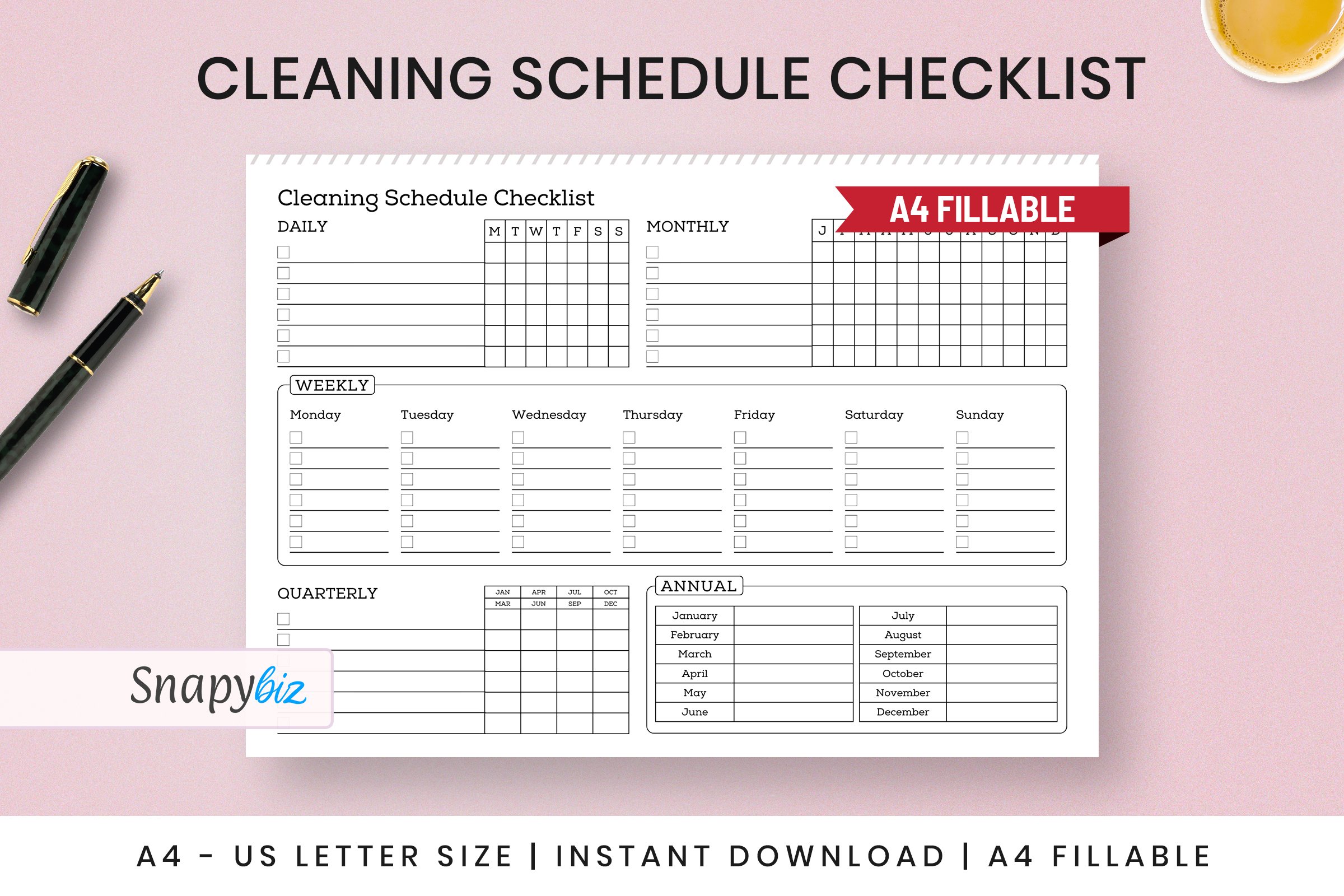 Editable Cleaning Schedule Cleaning Checklist Planner, 46% OFF