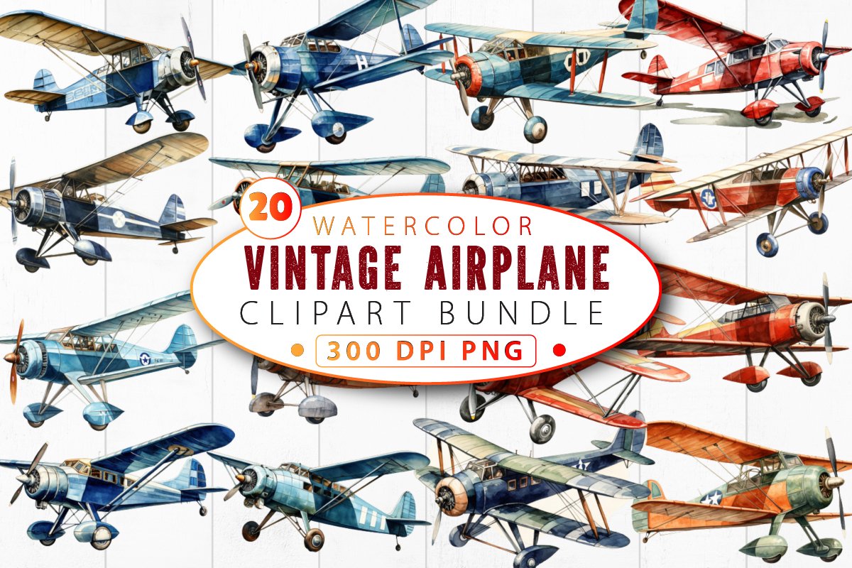 Vintage Airplanes Clipart
