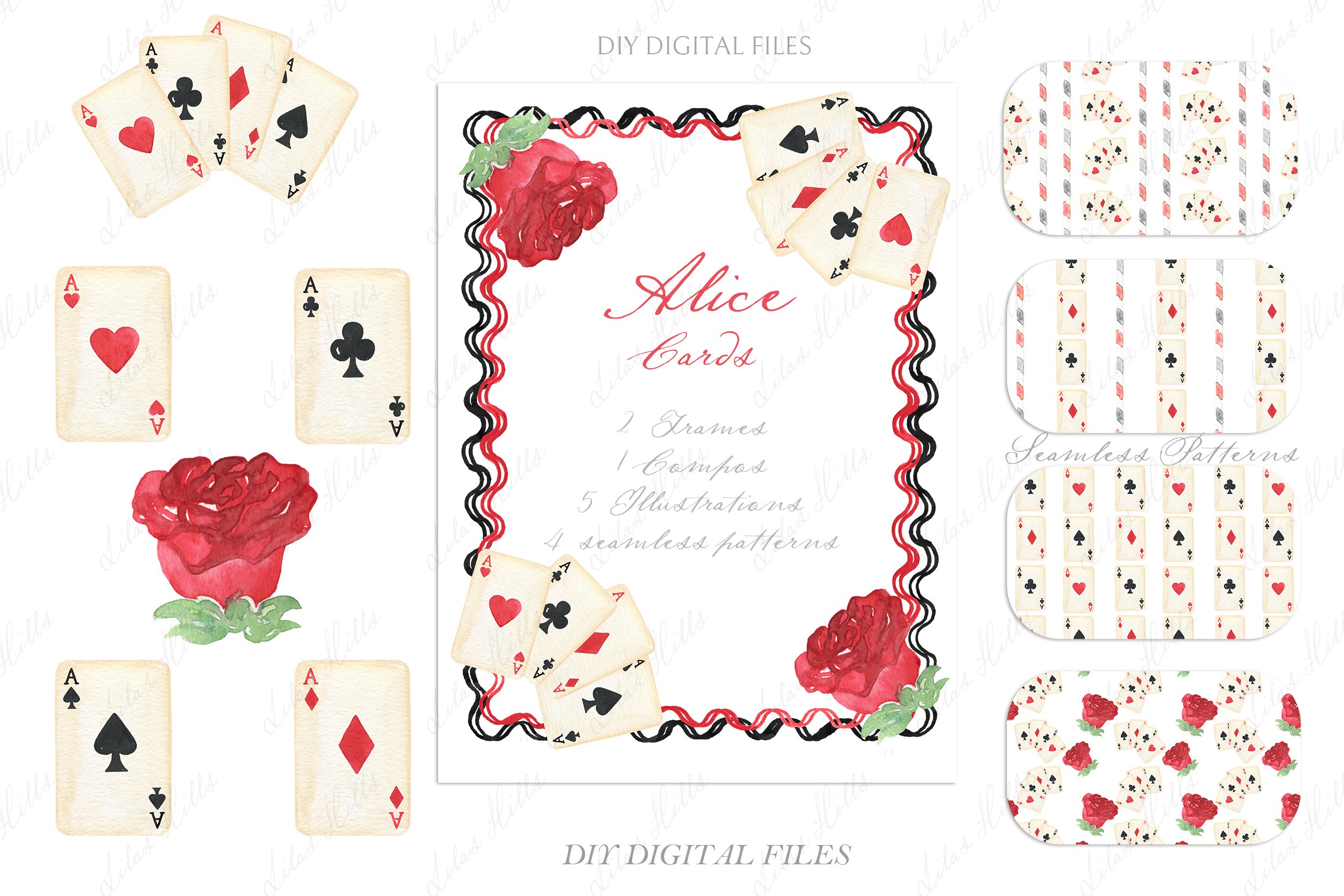 Alice In Wonderland Cards Clipart