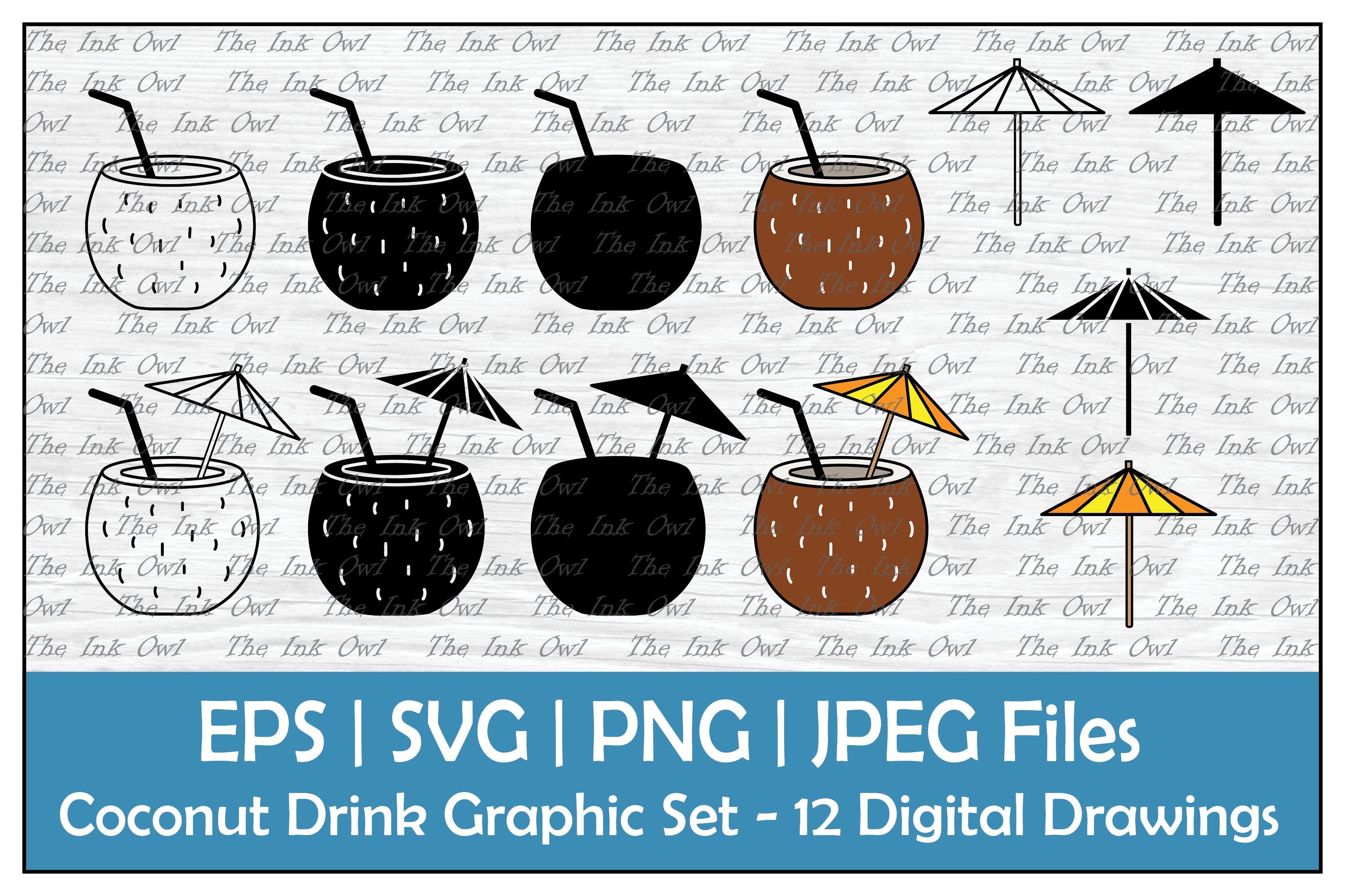 Tropical Drink In Coconut With Umbrella