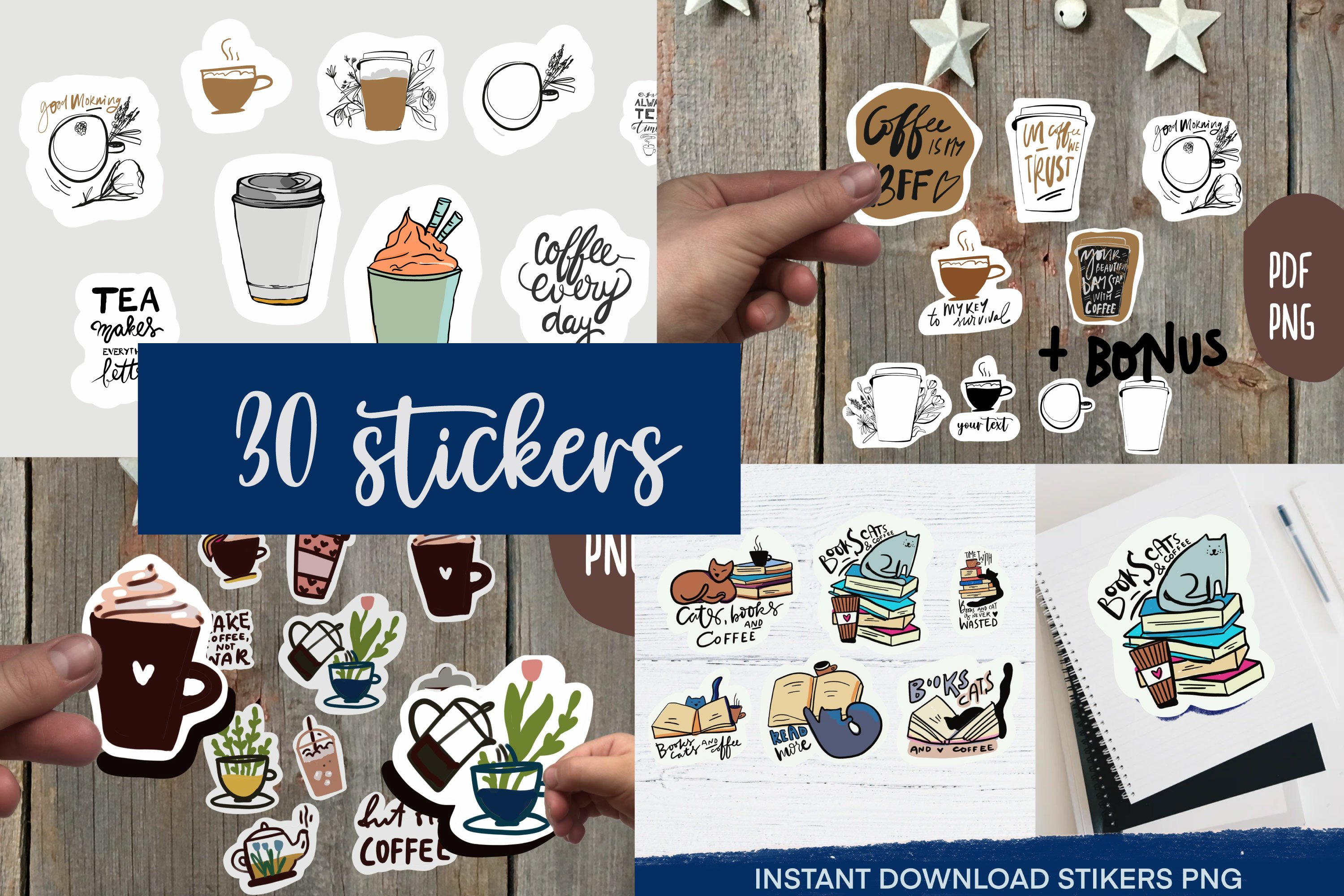 Stickers for planners | Coffee sticker MEGA bundle (2211419) | Stickers ...