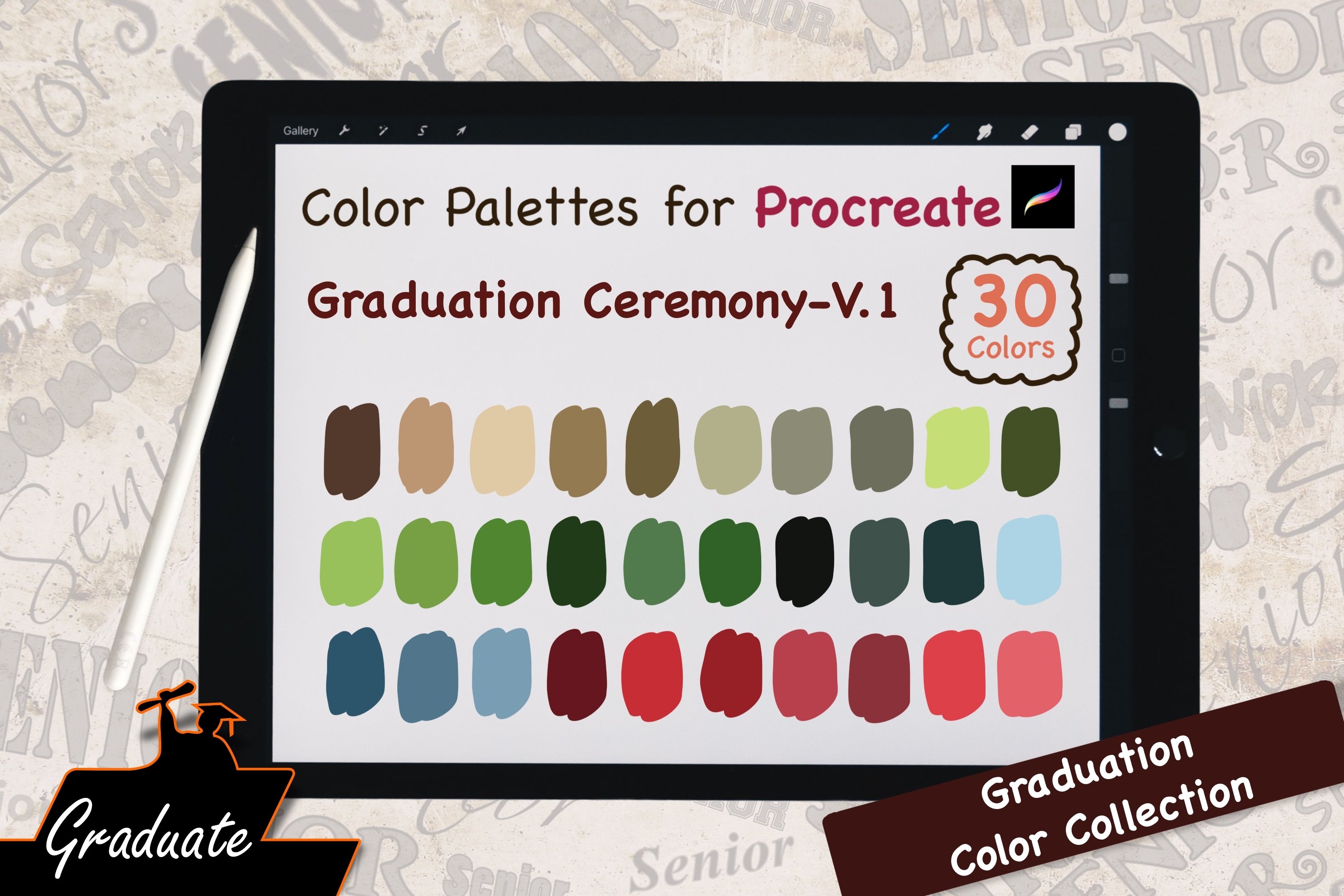 Procreate Color Palettes set - Graduation Ceremony - V.1 (1409285 ...