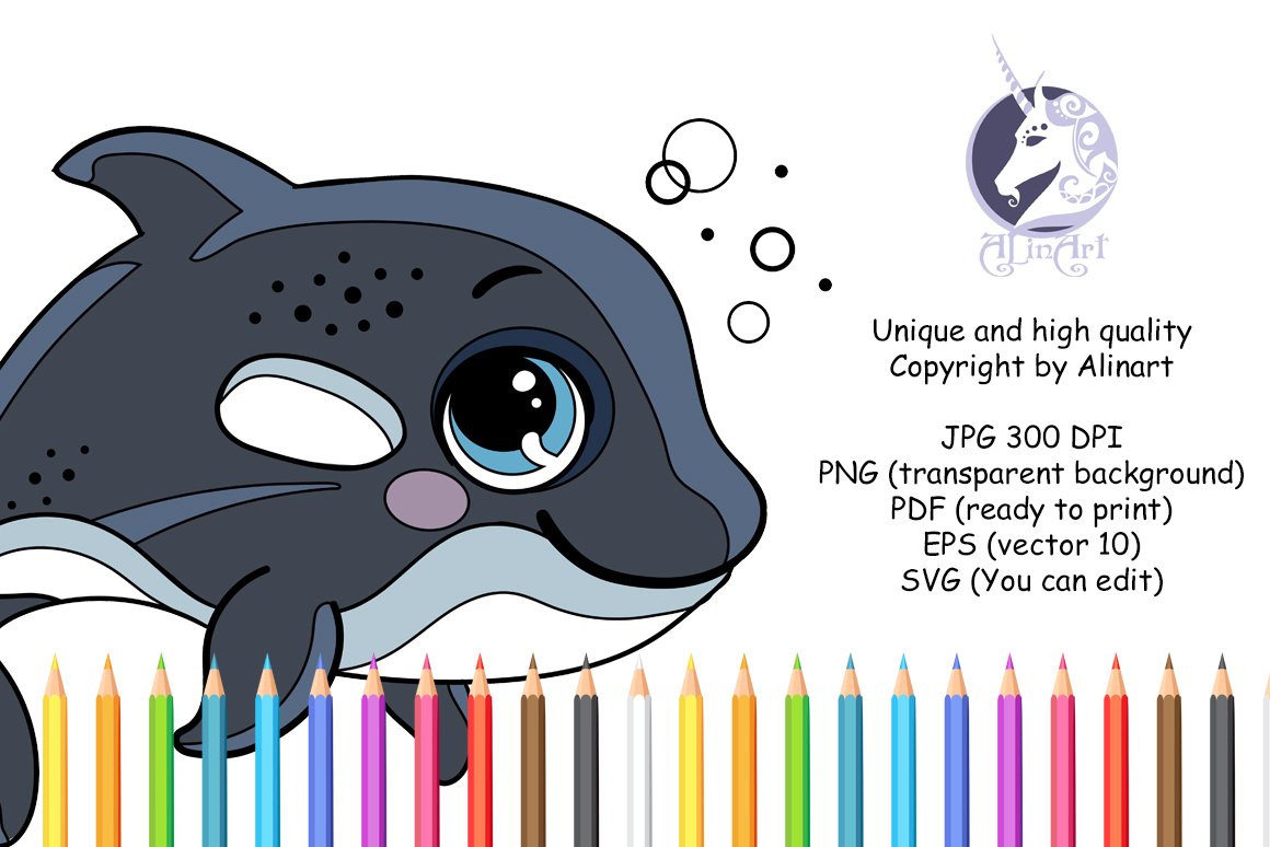 Cute Cartoon Killer Whale