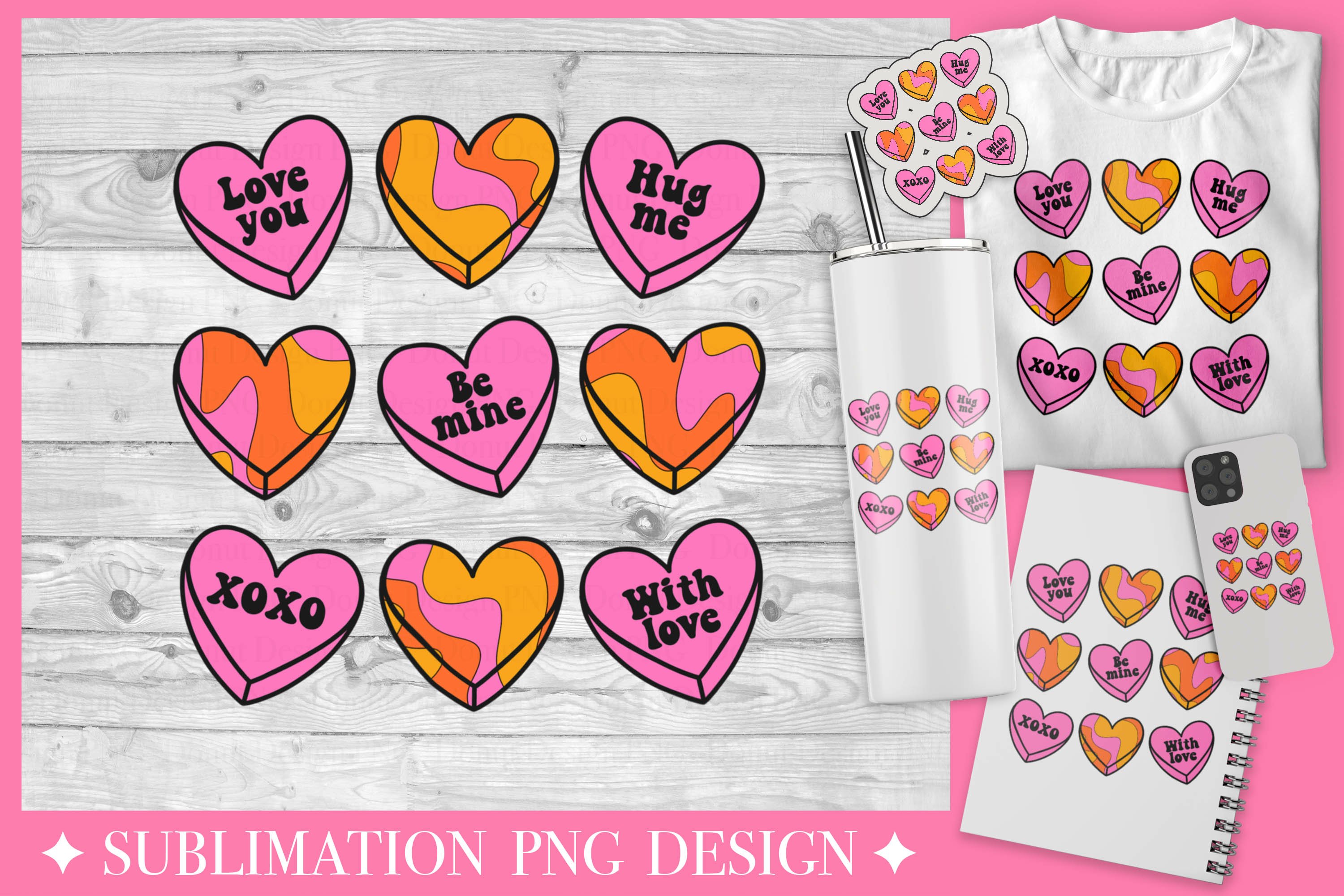 Conversation hearts PNG. Groovy Valentine's Day PNG design