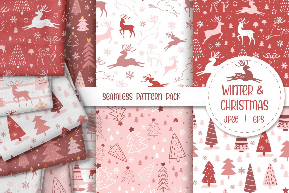 Winter and Christmas Pattern Pack (2223614) | Patterns | Design Bundles