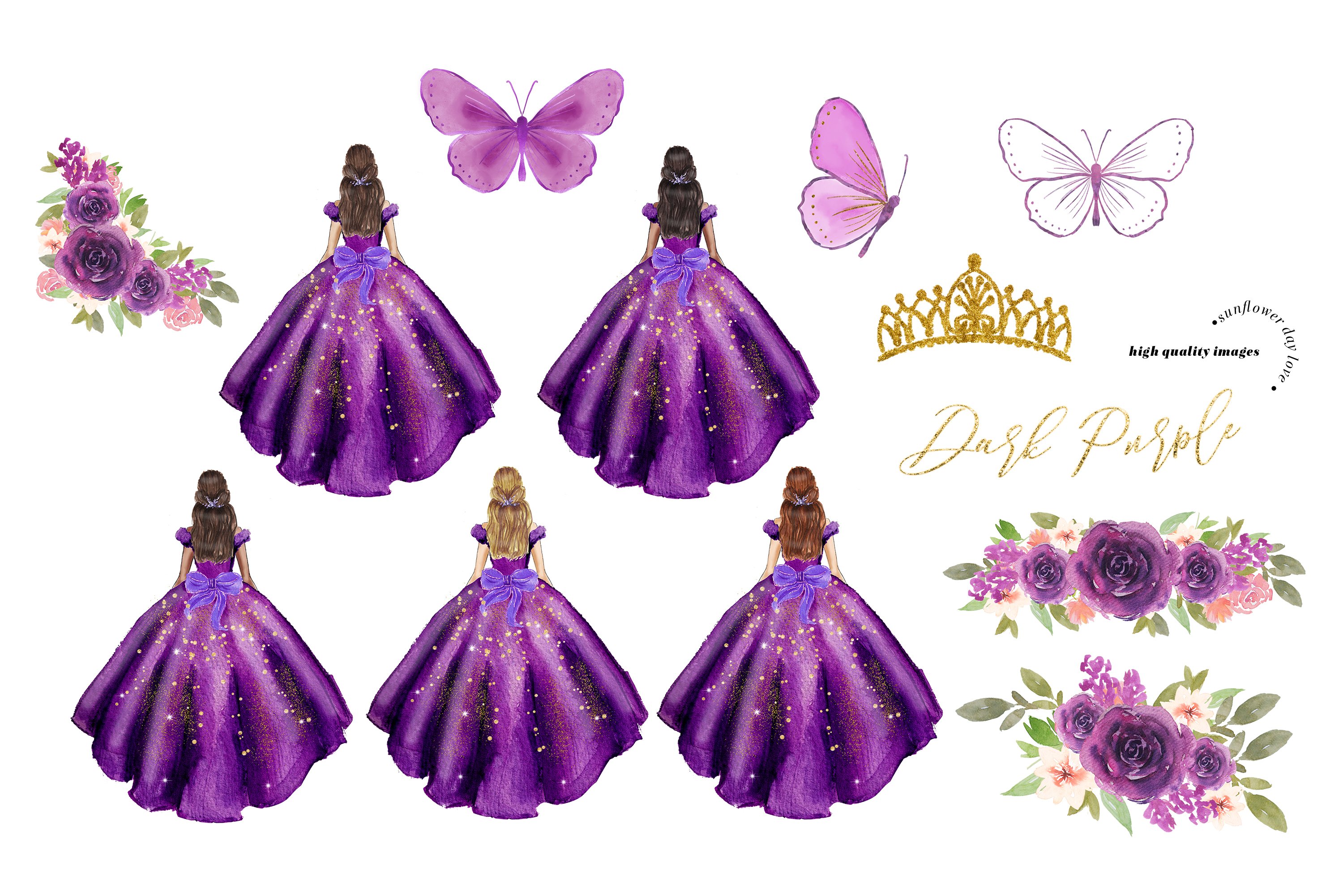 Solid Purple Butterfly Clipart