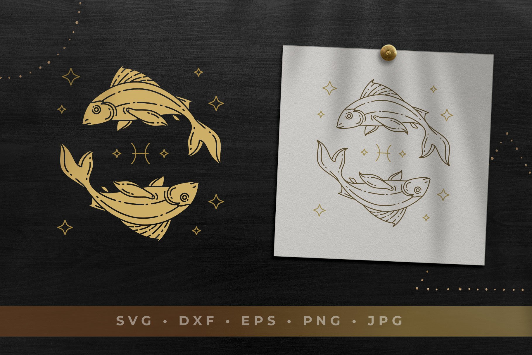 Pisces Zodiac Line Art Sign (2010713) | Illustrations | Design Bundles