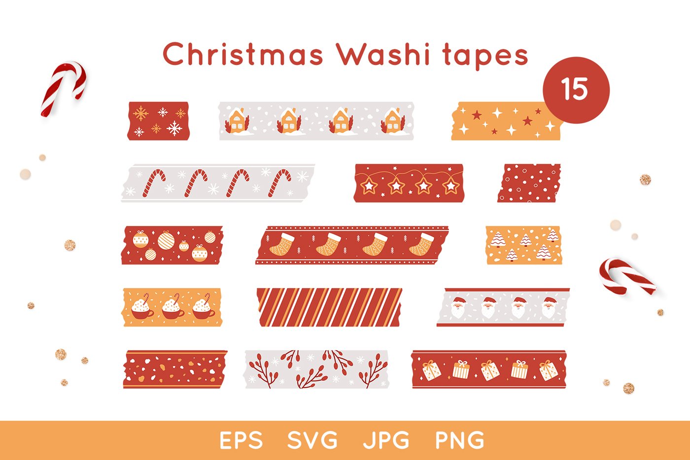 Christmas washi tapes SVG collection (1710678) | Clipart | Design Bundles