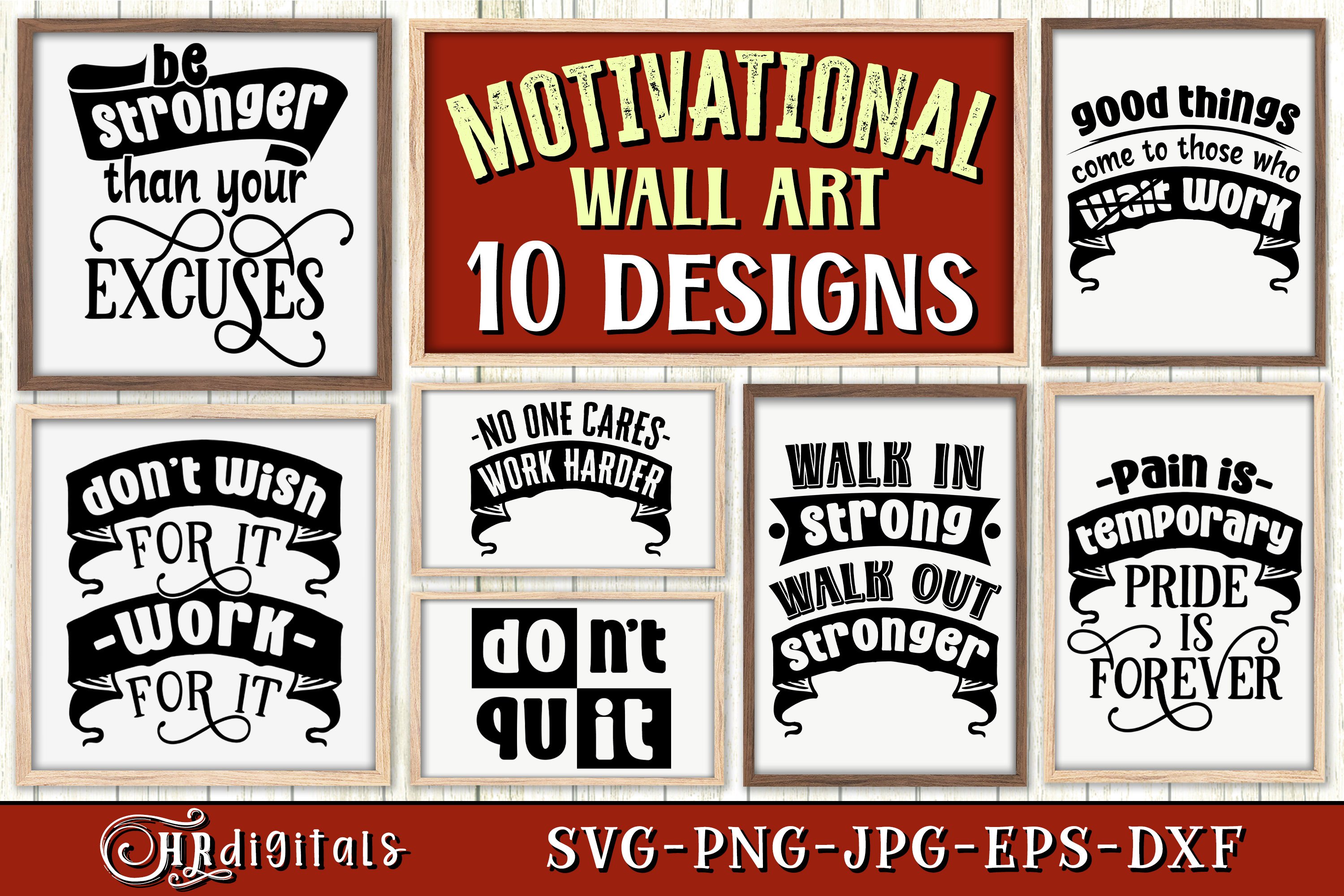 Motivational Wall Art SVG Bundle, Inspirational Sayings