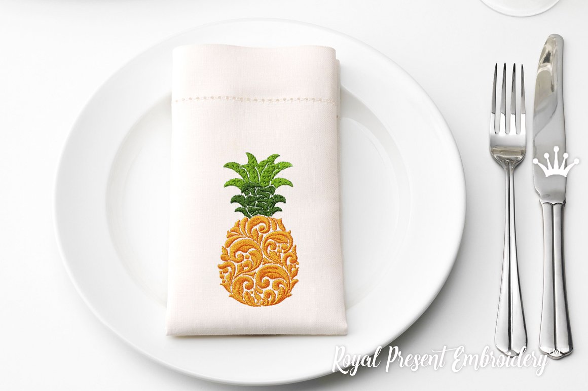 Ornate Pineapple Machine Embroidery Design - 2 sizes