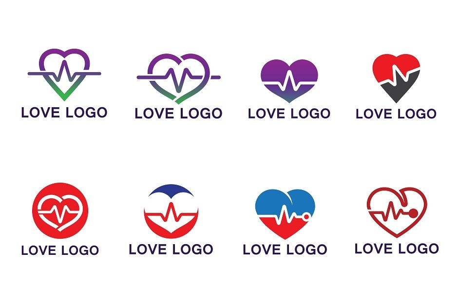 Love Heart beat life health logo (1421065) | Logos | Design Bundles