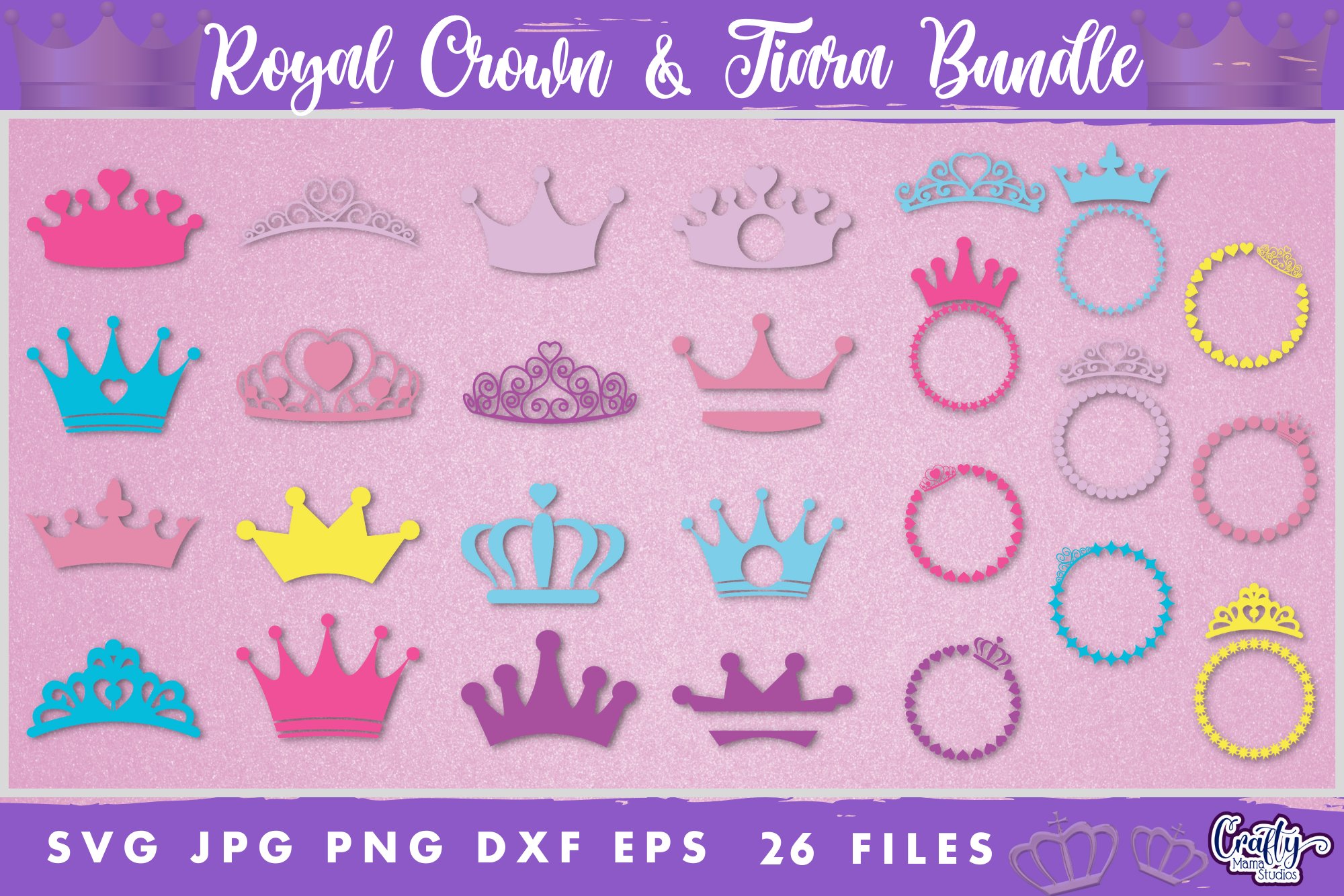 Crown SVG Bundle | 26 Princess Monogram Designs