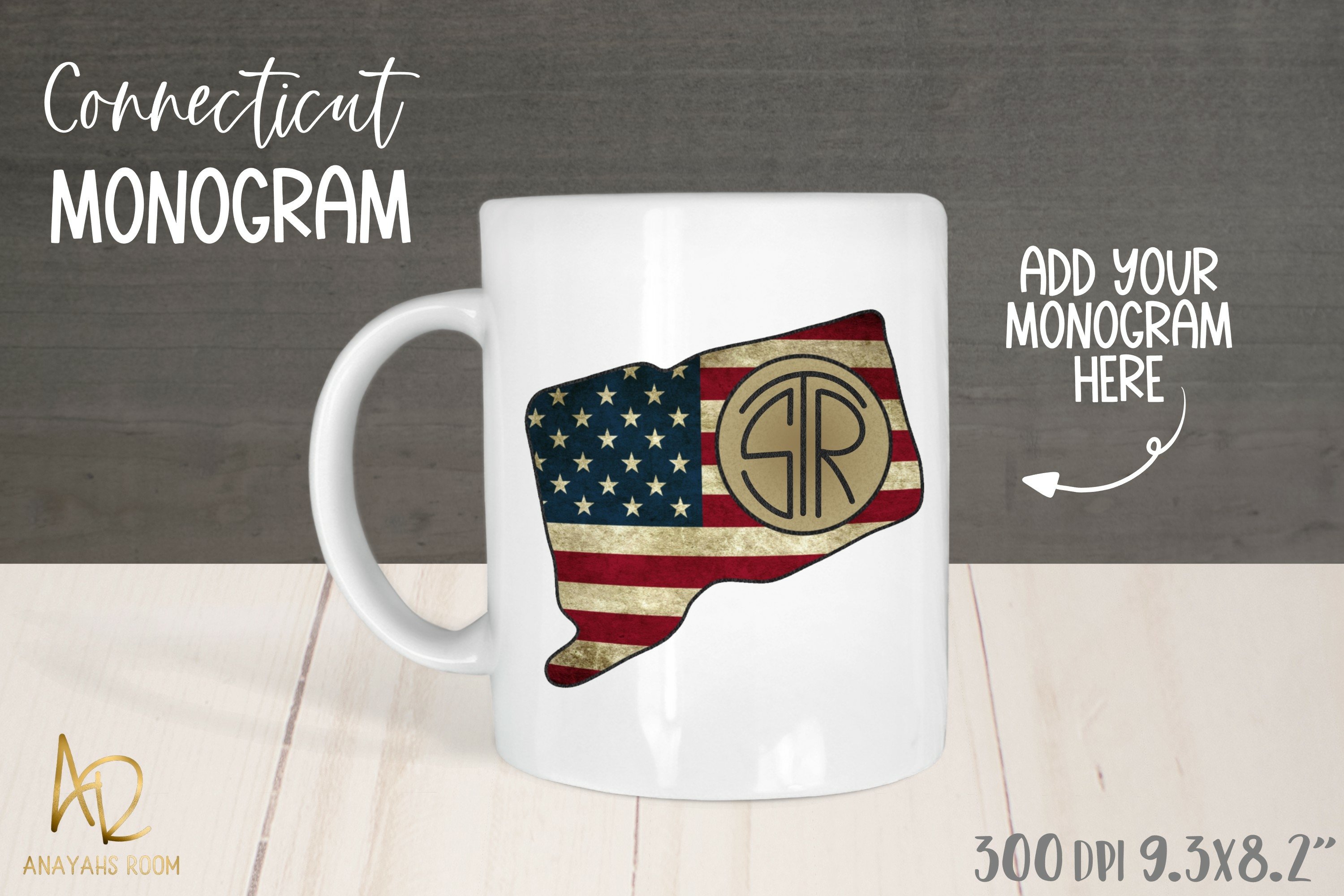 Sublimation Monogram | Connecticut State With Flag (1752222 ...