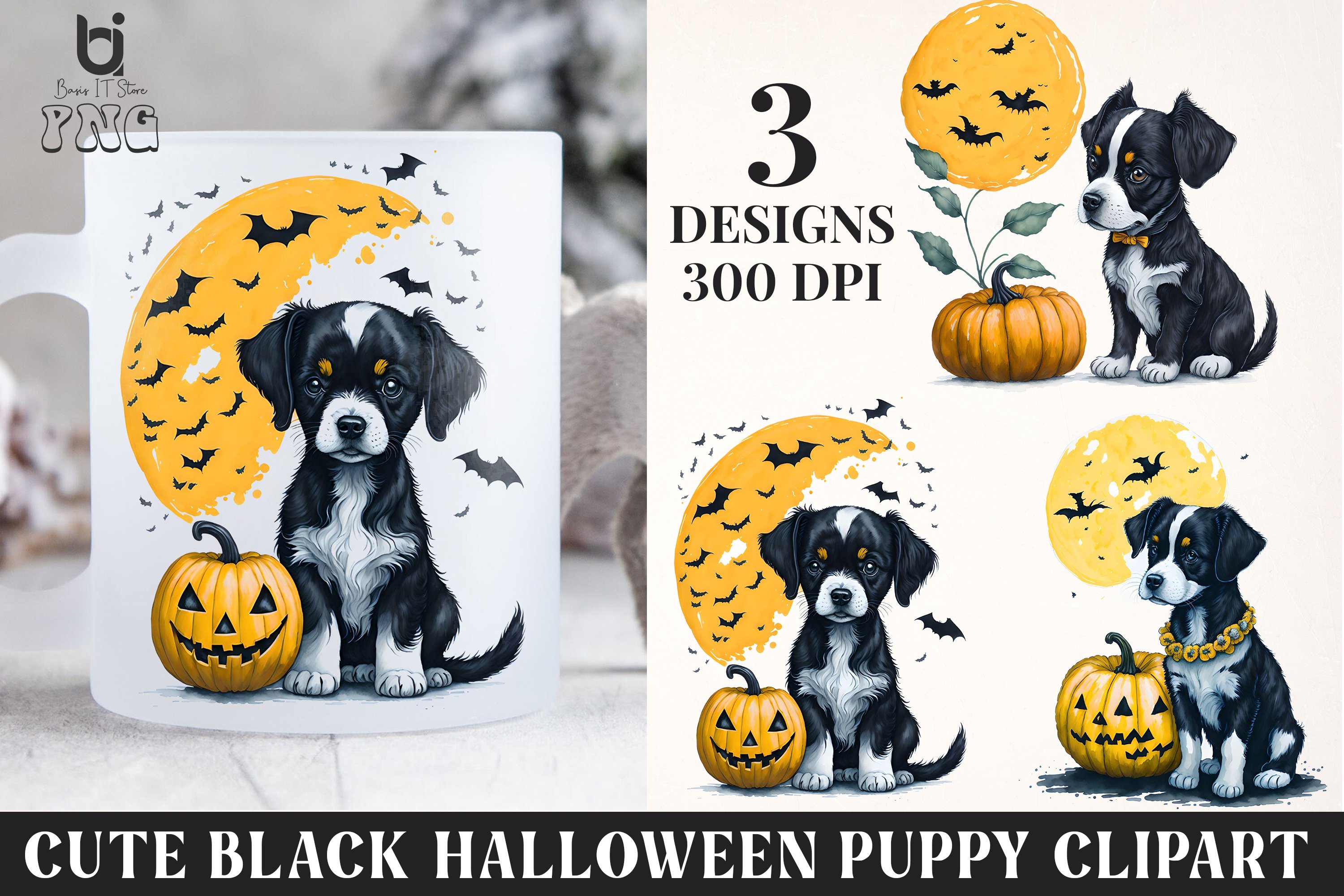 Cute Halloween Puppies Clip Art