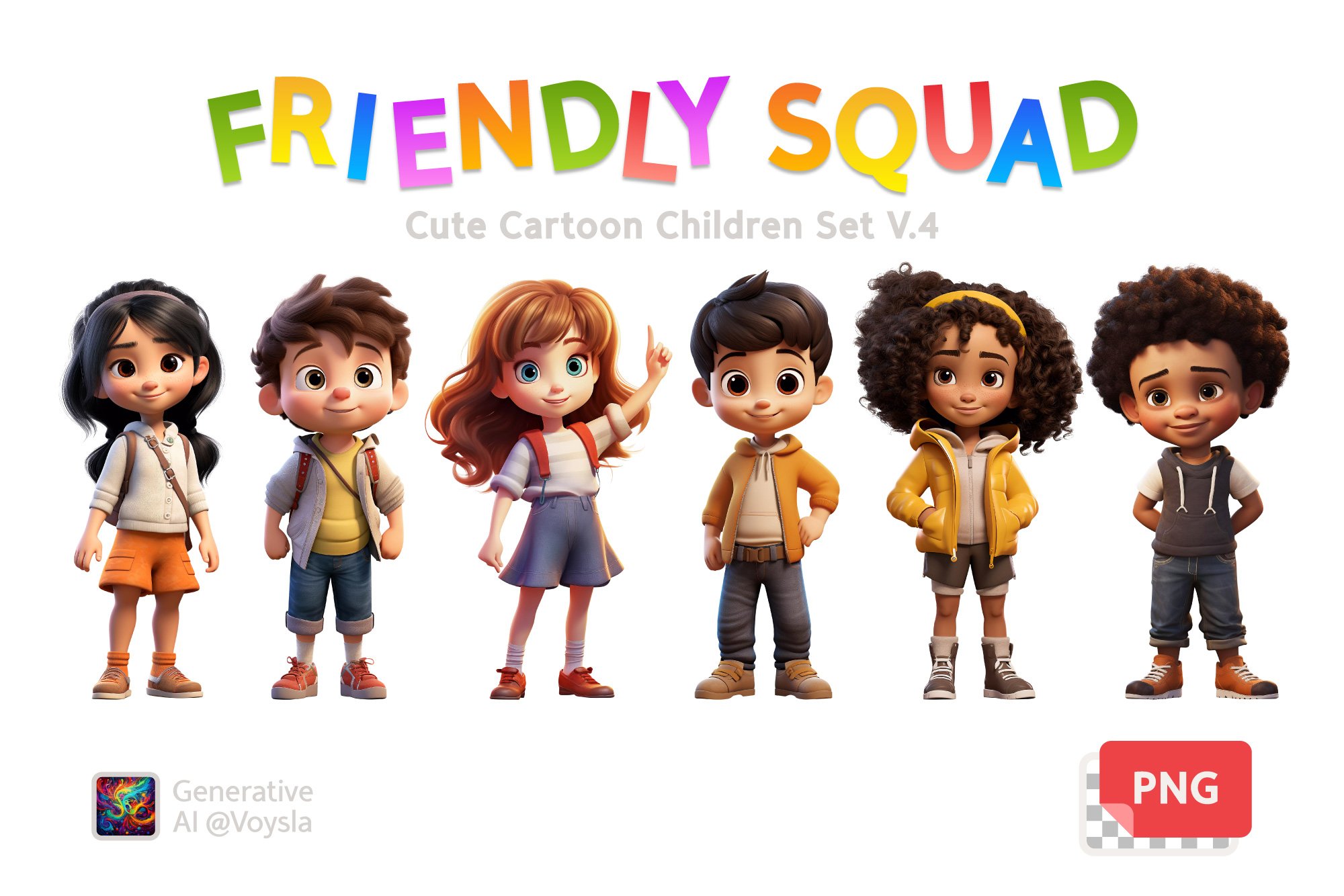 Cartoon Kids Being Friendly