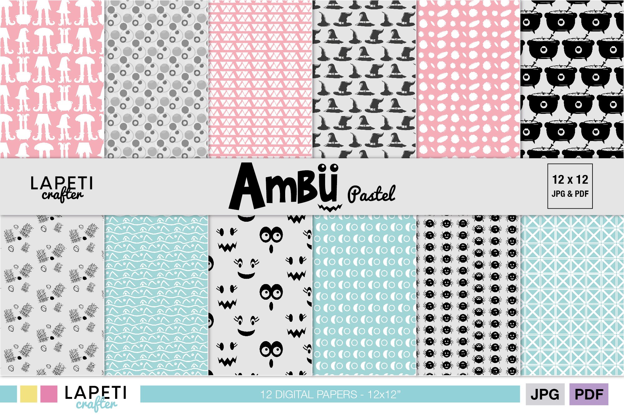 Halloween scrapbook paper pack | 12x12 size