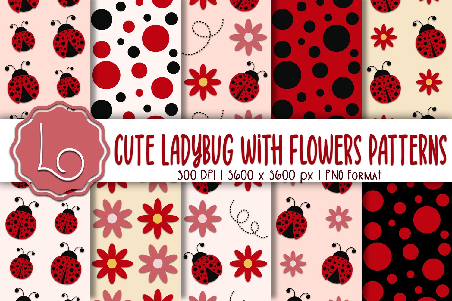 Cute Ladybugs And Flowers
