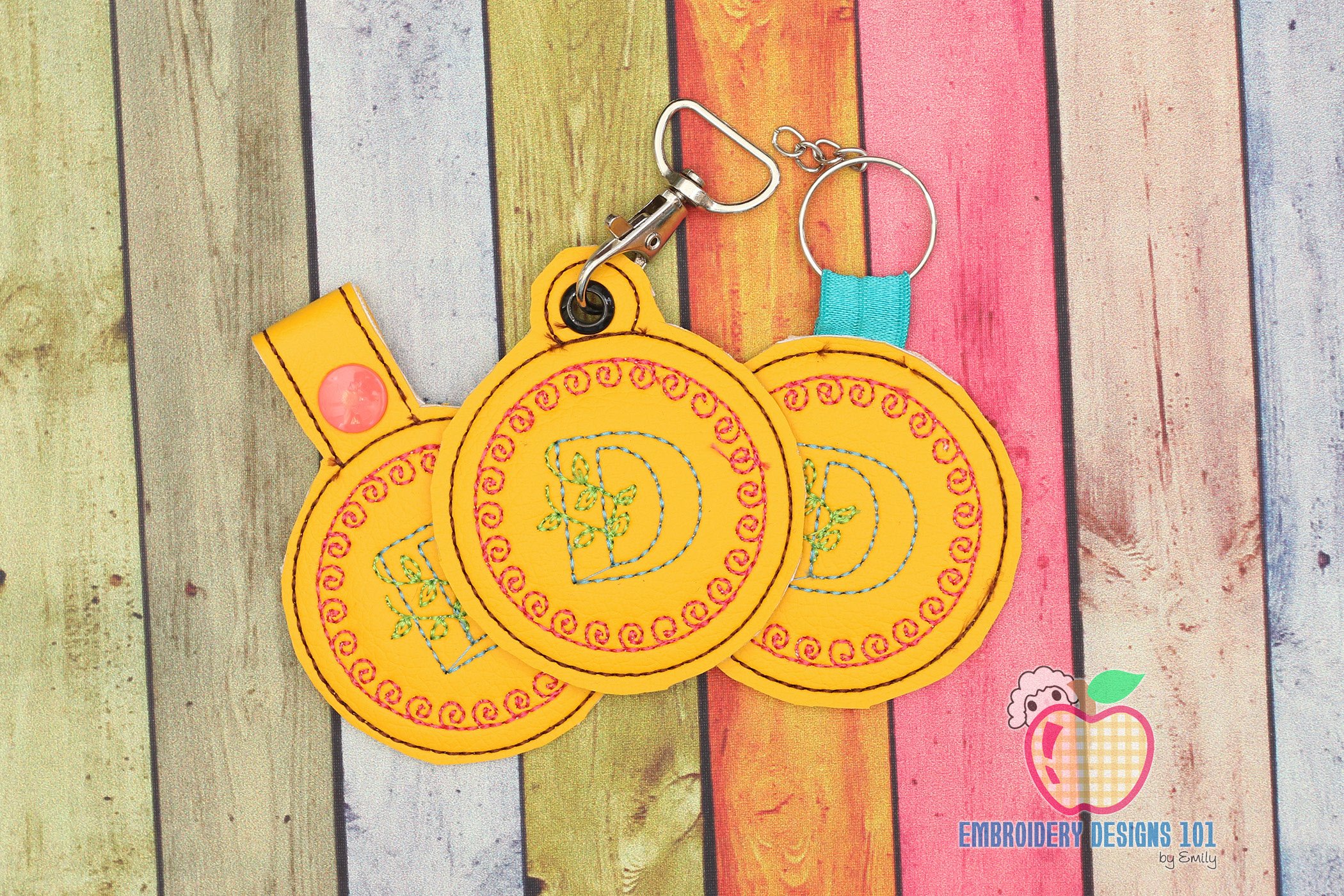 D Name Keyfob Keychain ITH (1454326) | Embroidery Designs | Design Bundles