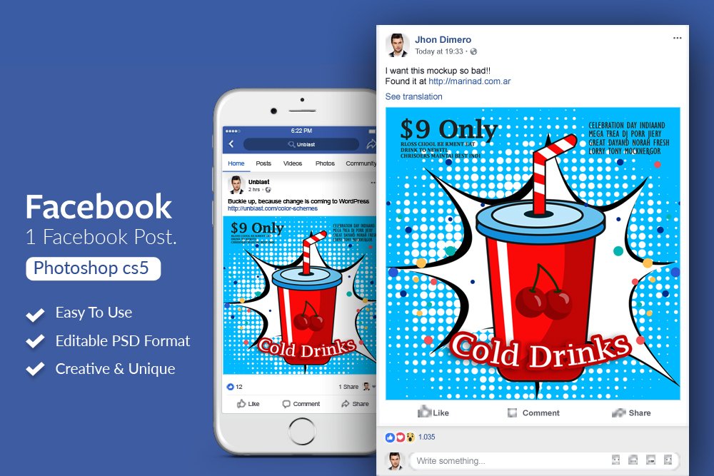 Summer Cold Drinks Ad FB Post Banner (846680) | Facebook | Design Bundles