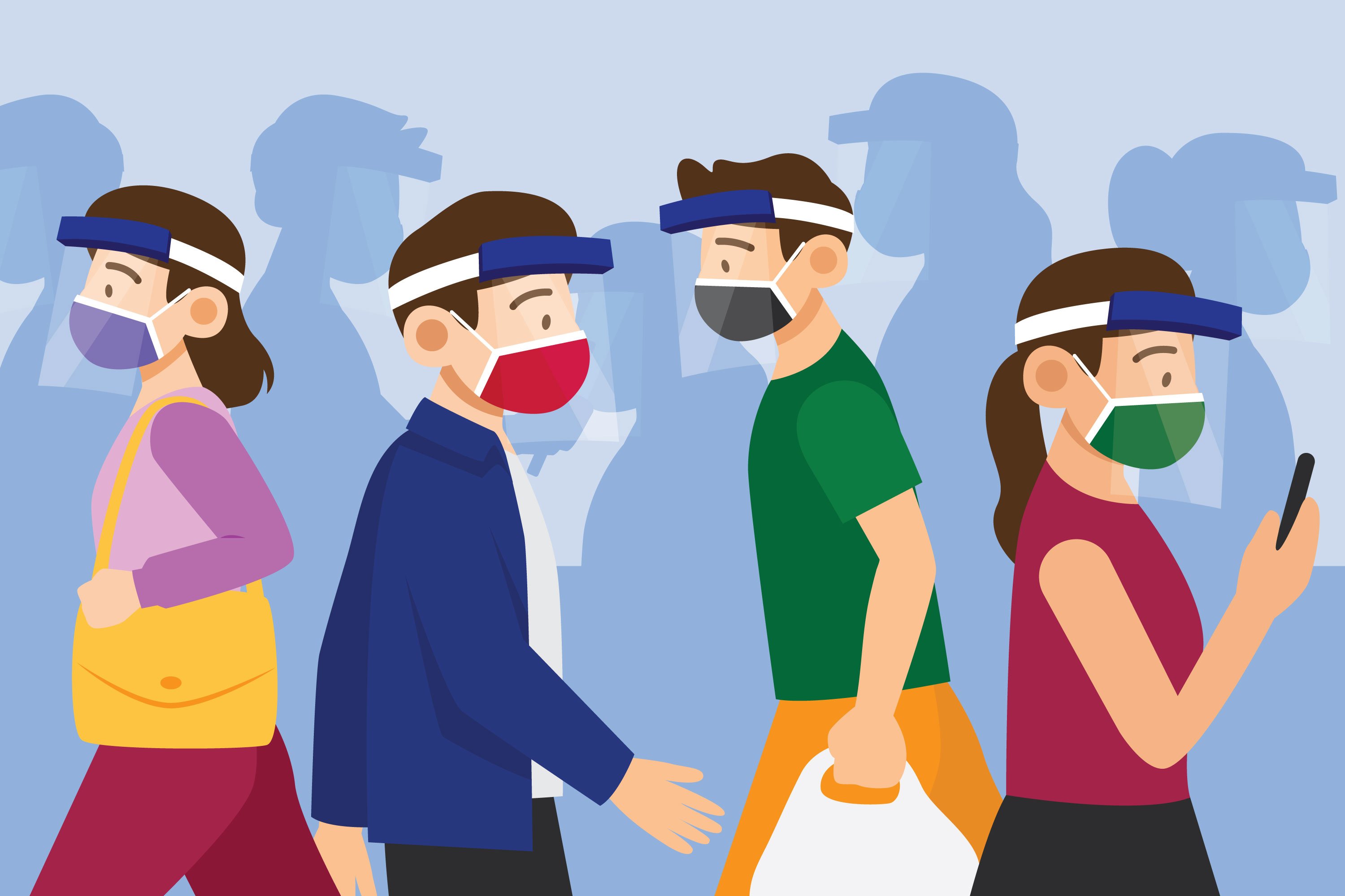 People Using Face Shield and Mask