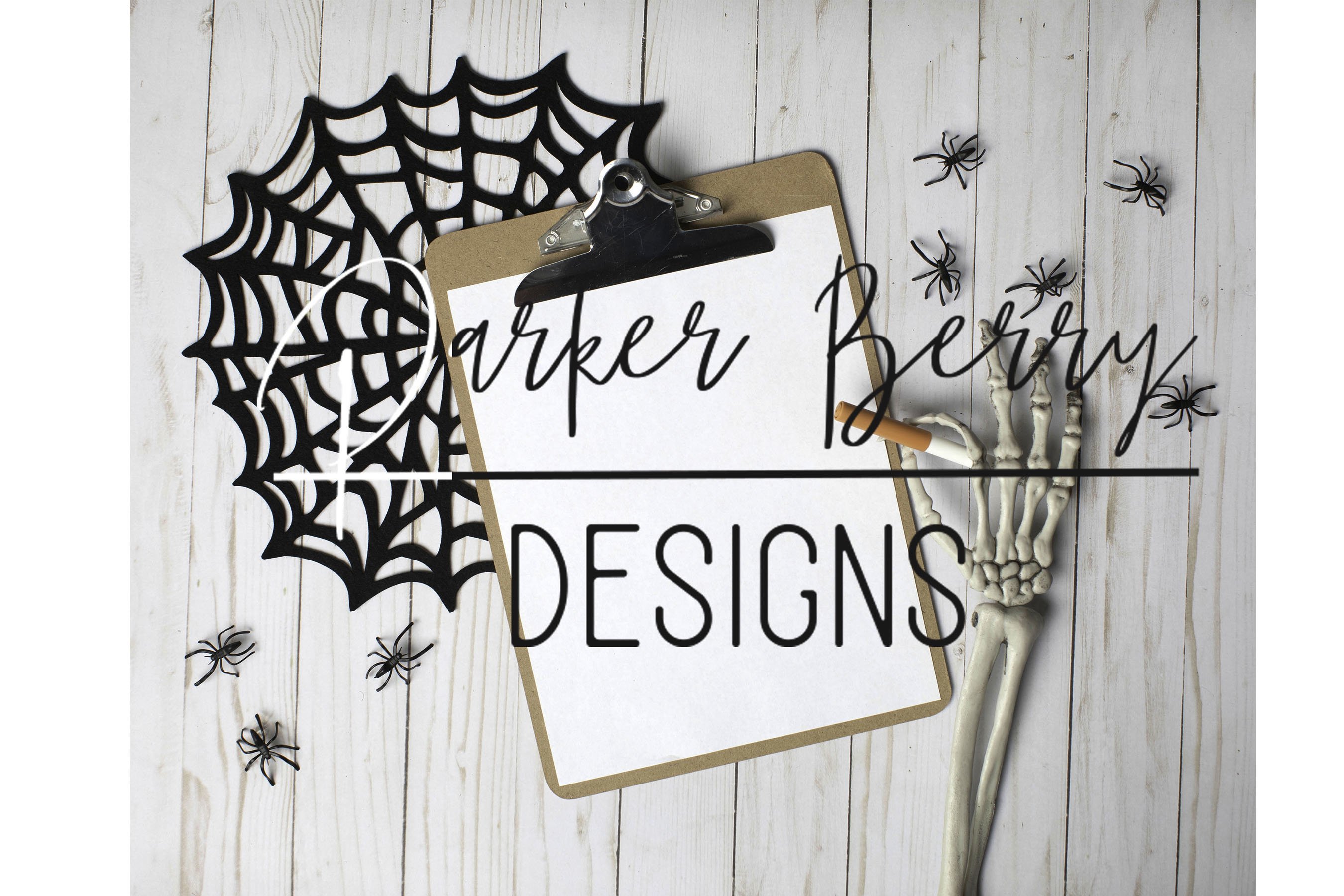 Halloween Blank Clipboard Mock up with Skeleton Hand spiders (530754 ...