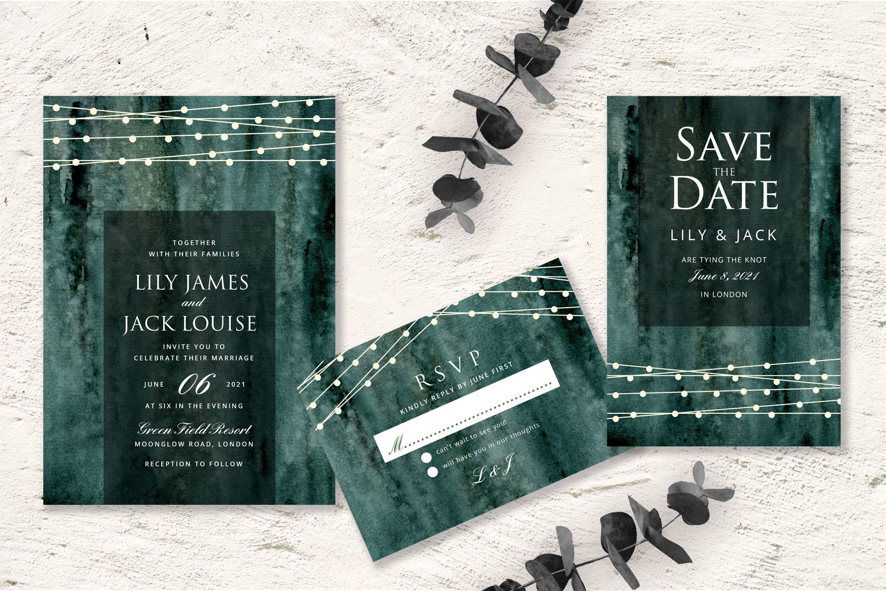 String Lights Wedding Invitation Set