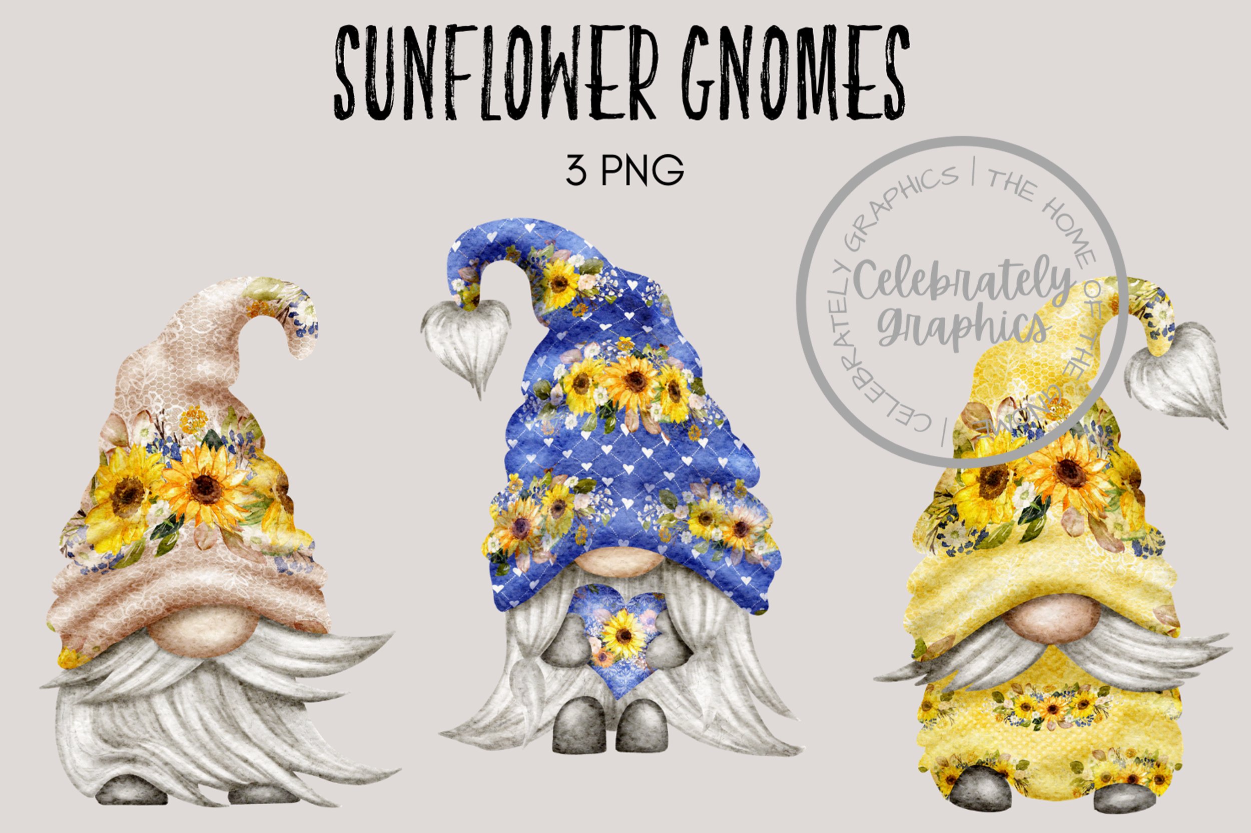 Sunflower Gnomes (1223840) | Illustrations | Design Bundles