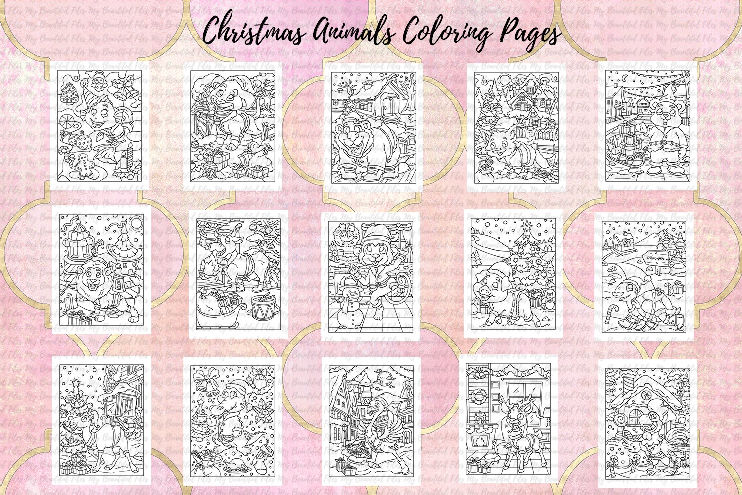Coloring Pages For Kids - 15 Christmas Animals Pages (989626 ...